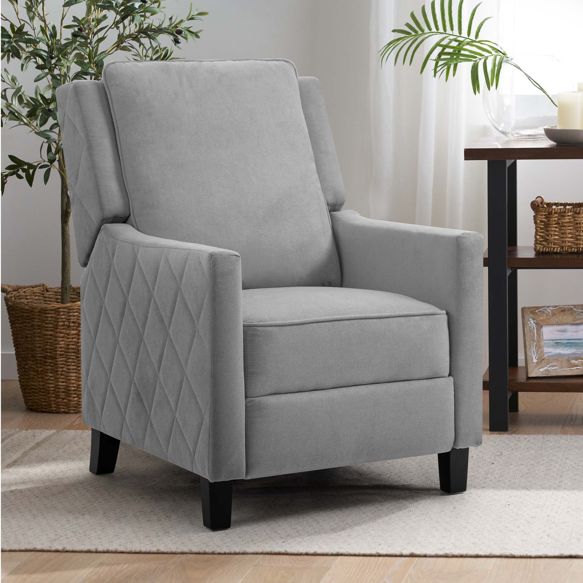 AVAWING Modern Reclining Lounge Armchair, Push Back Wingback Chair, Mid ...