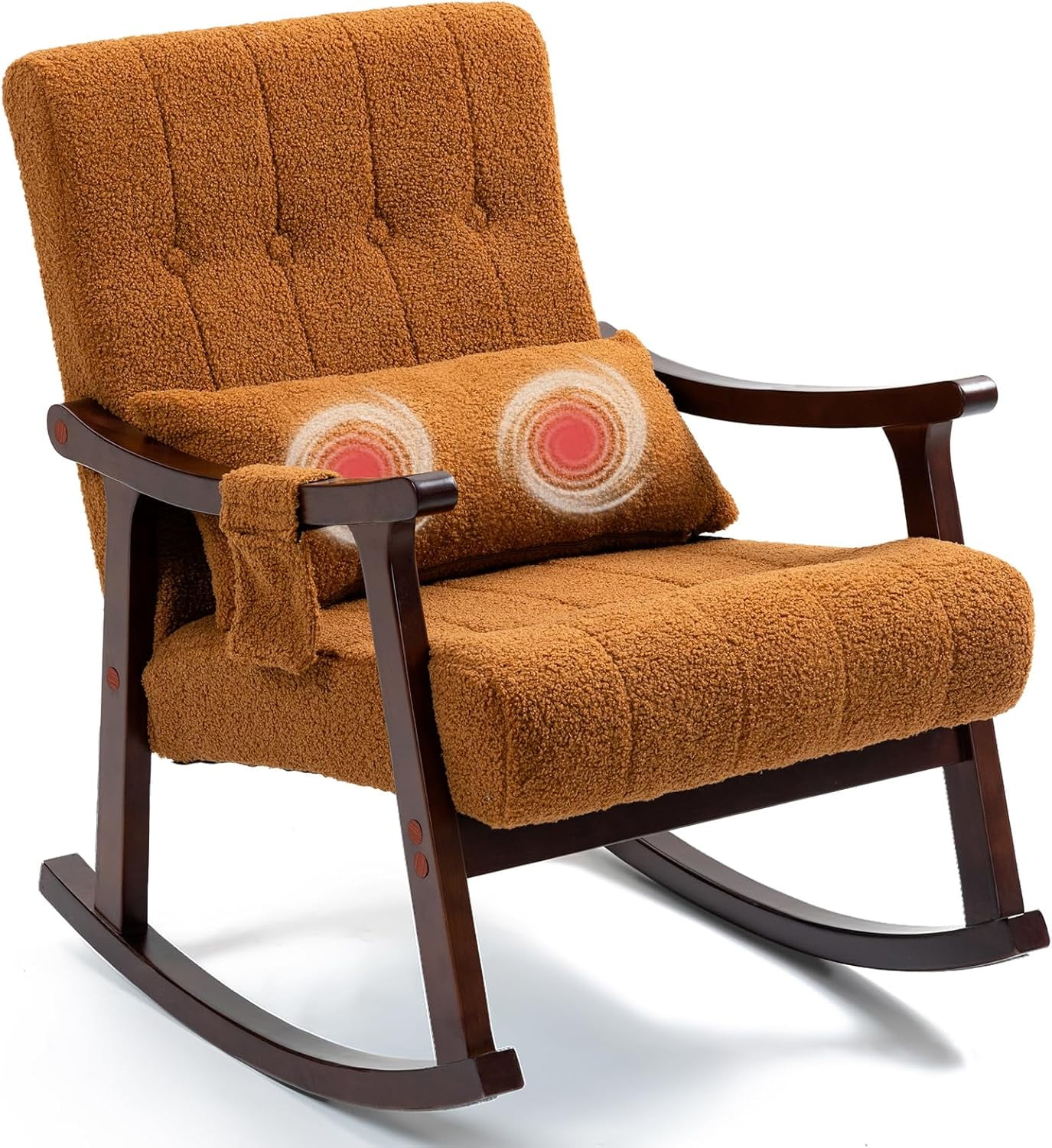 AVAWING Rocking Chair Nursery, Upholstered Boucle Glider Rocker with 2 ...