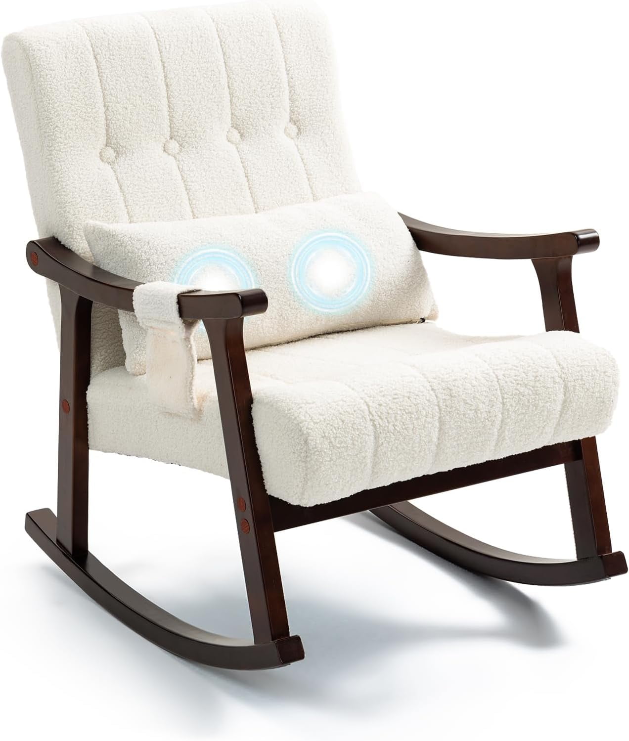 AVAWING Rocking Chair Nursery, Upholstered Boucle Glider Rocker with 2 ...