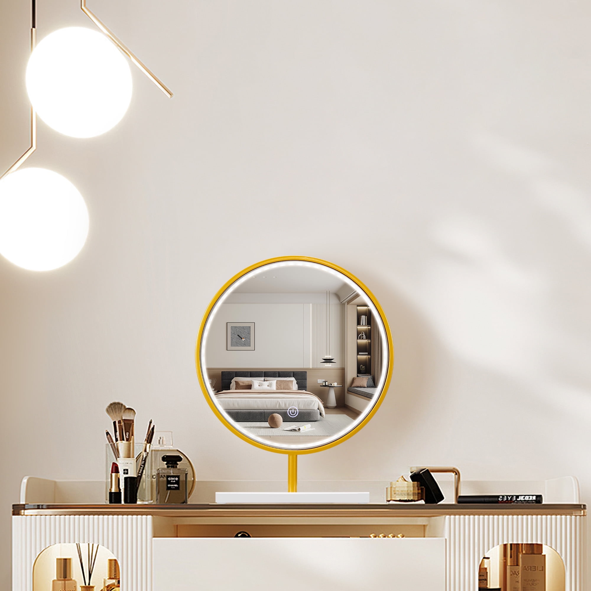 AVAWING Round Lighted Makeup Mirror, Vanity Mirror w/ USB Plug, 3 ...