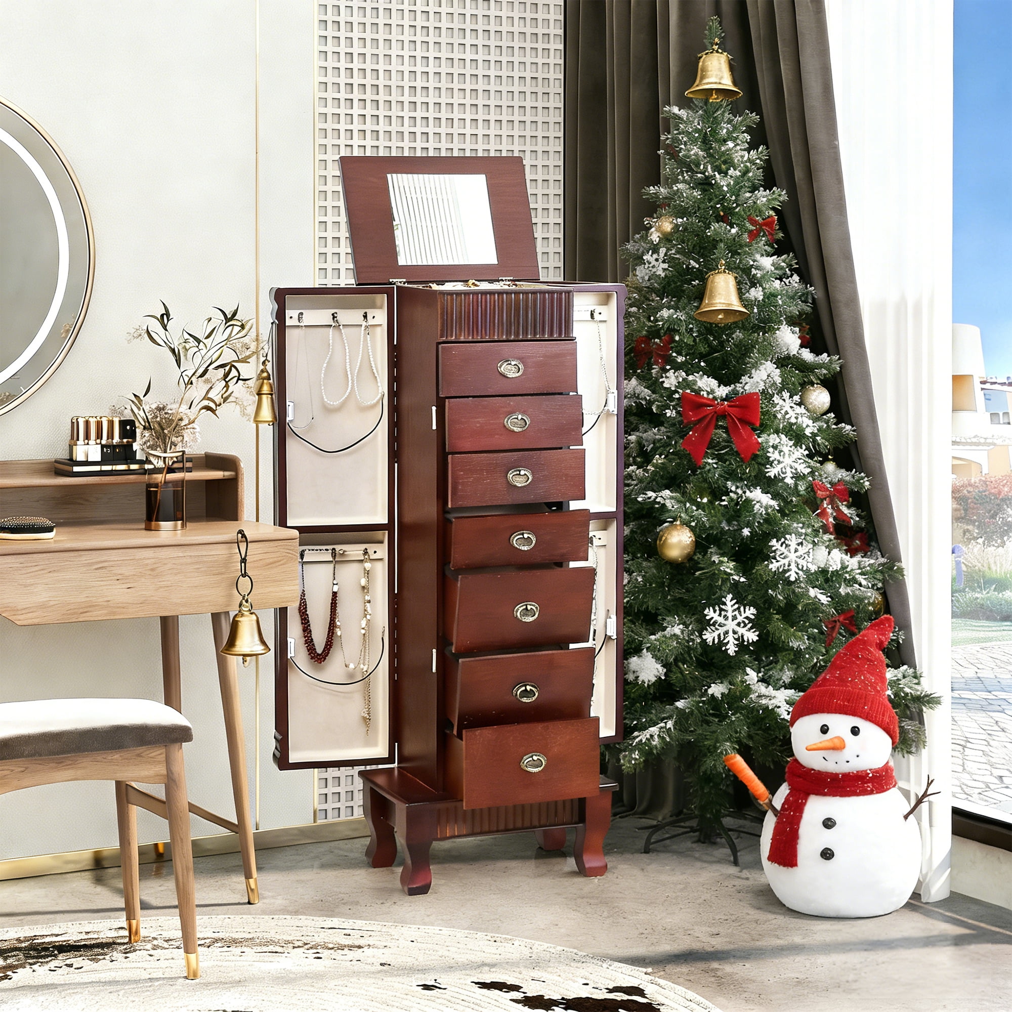 AVAWING Stand-up Jewelry Cabinet Armoire, Modern Jewelry Organizer for ...