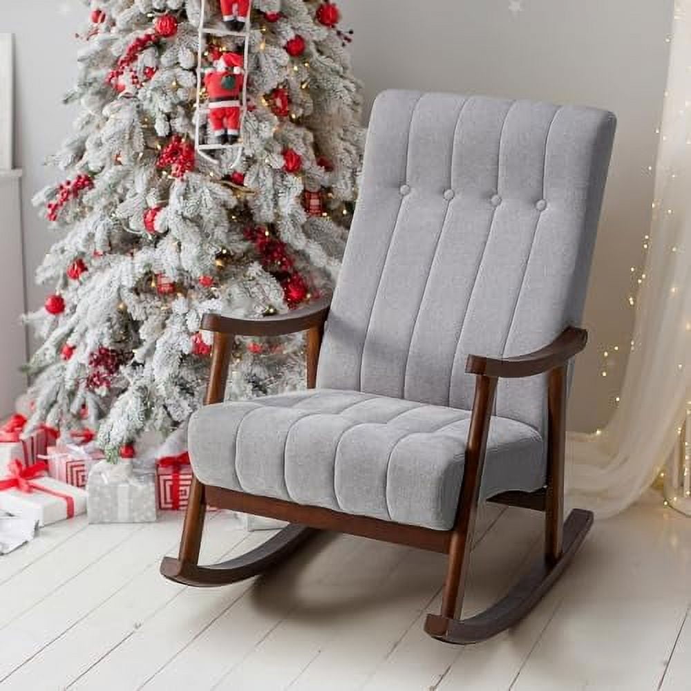 AVAWING Upholstered Rocking Chair with Fabric Padded Seat,Comfortable ...