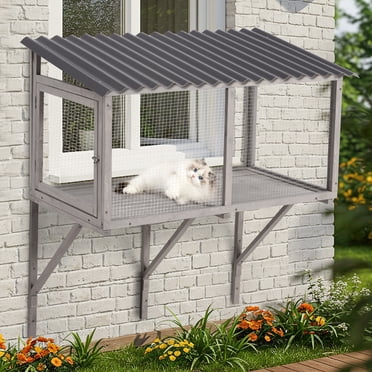 AVAWING Cat Catio, Wall-Mounted Window Enclosure for Indoor Cats ...
