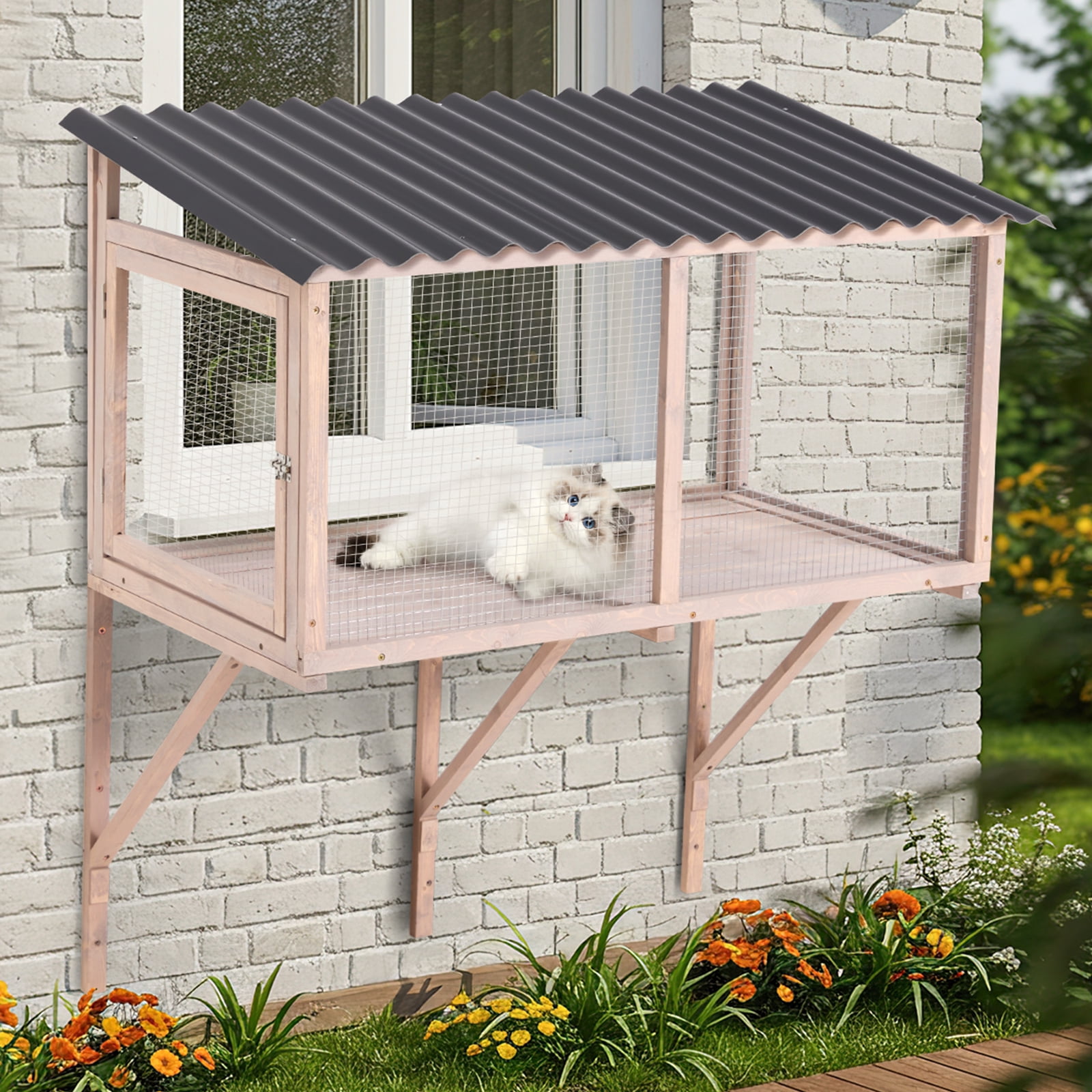 AVAWING Wall-Mounted Window Enclosure for Indoor Cats, Expandable ...