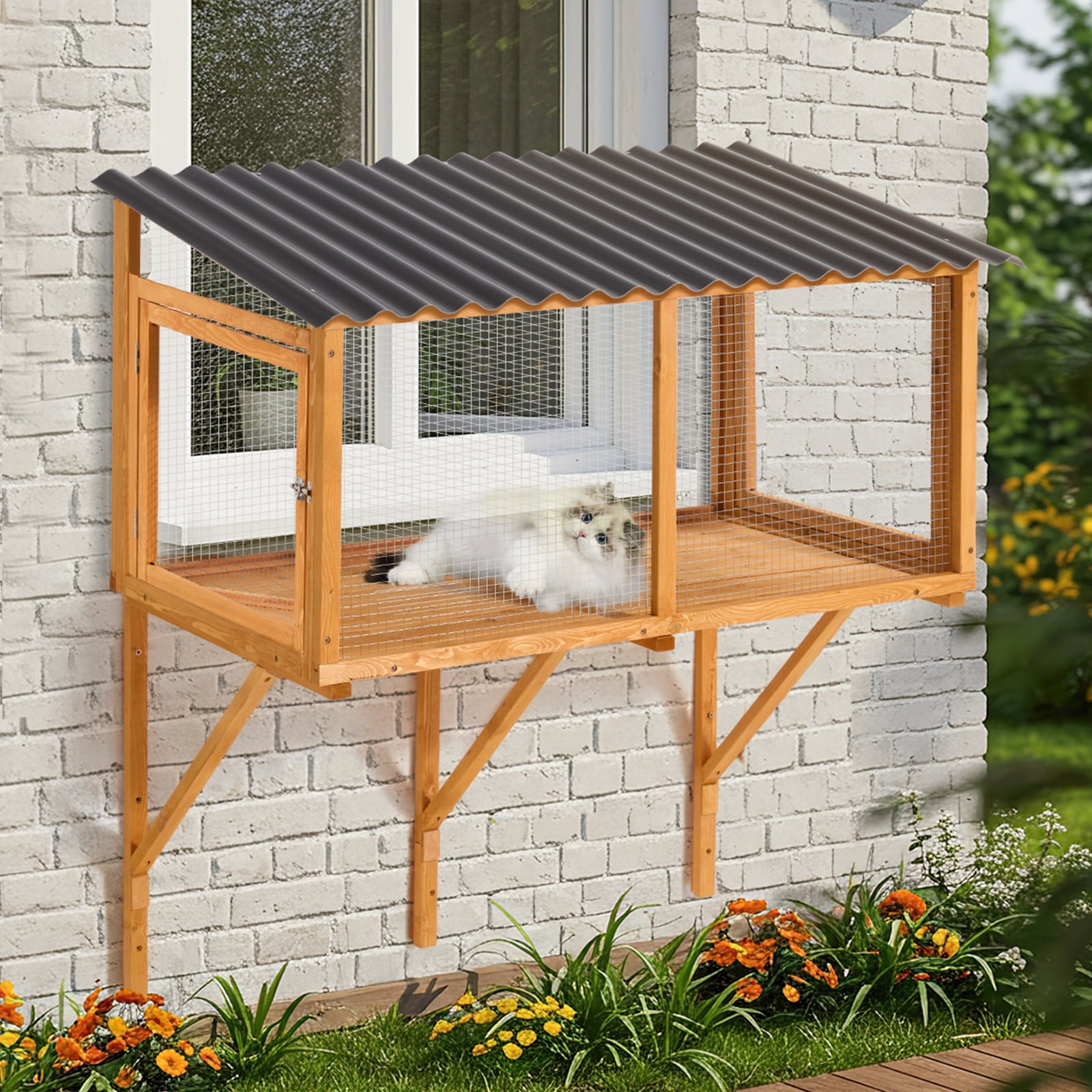 AVAWING Wall-Mounted Window Enclosure for Indoor Cats, Expandable ...