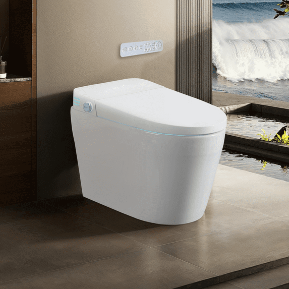 AVAXA Smart Toilet w/ Self-Cleaning Bidet, Auto Lid, Heated Seat, Dryer ...