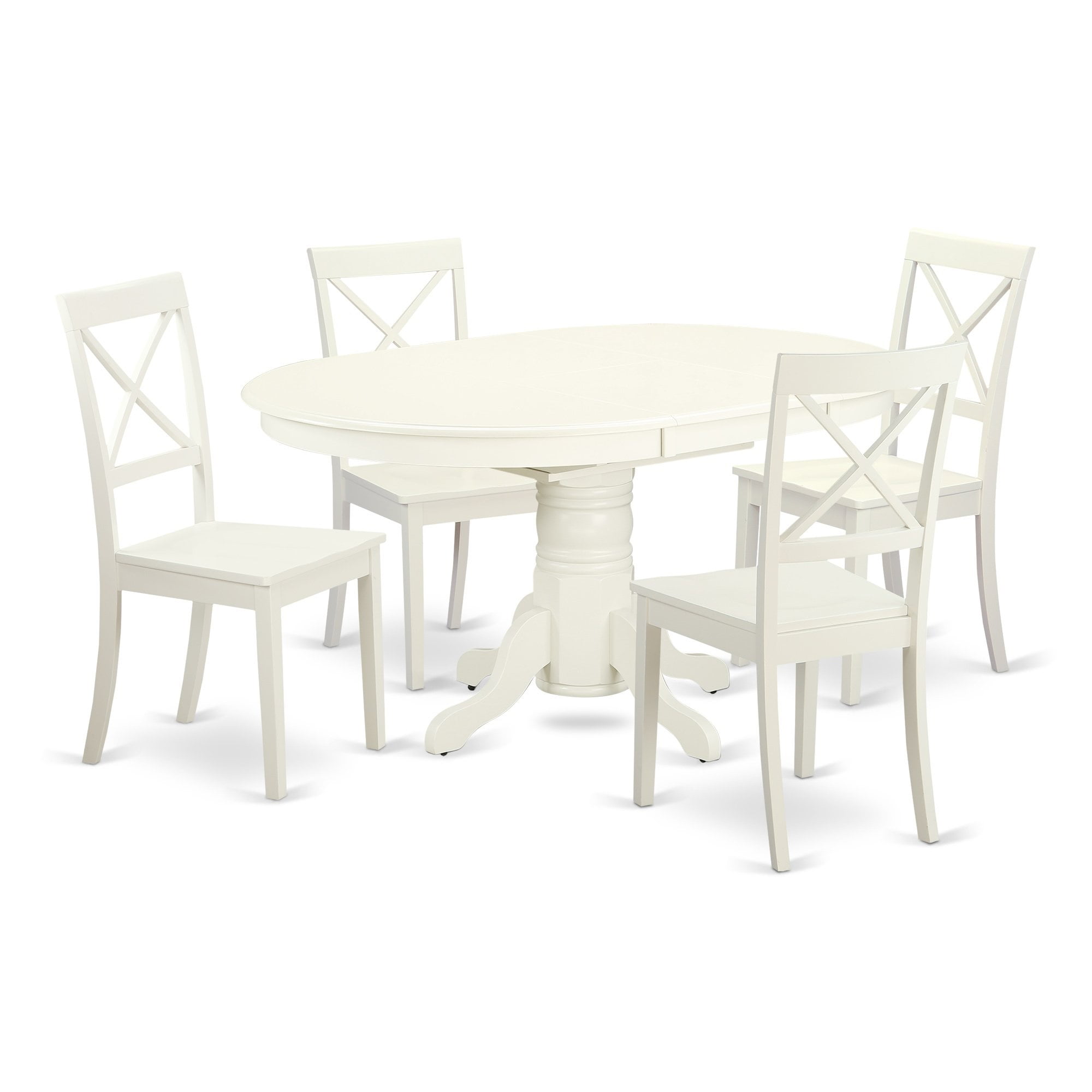 AVBO5-LWH-W Dining Room Set, 5 Piece Modern Table Set, Oval Wooden ...