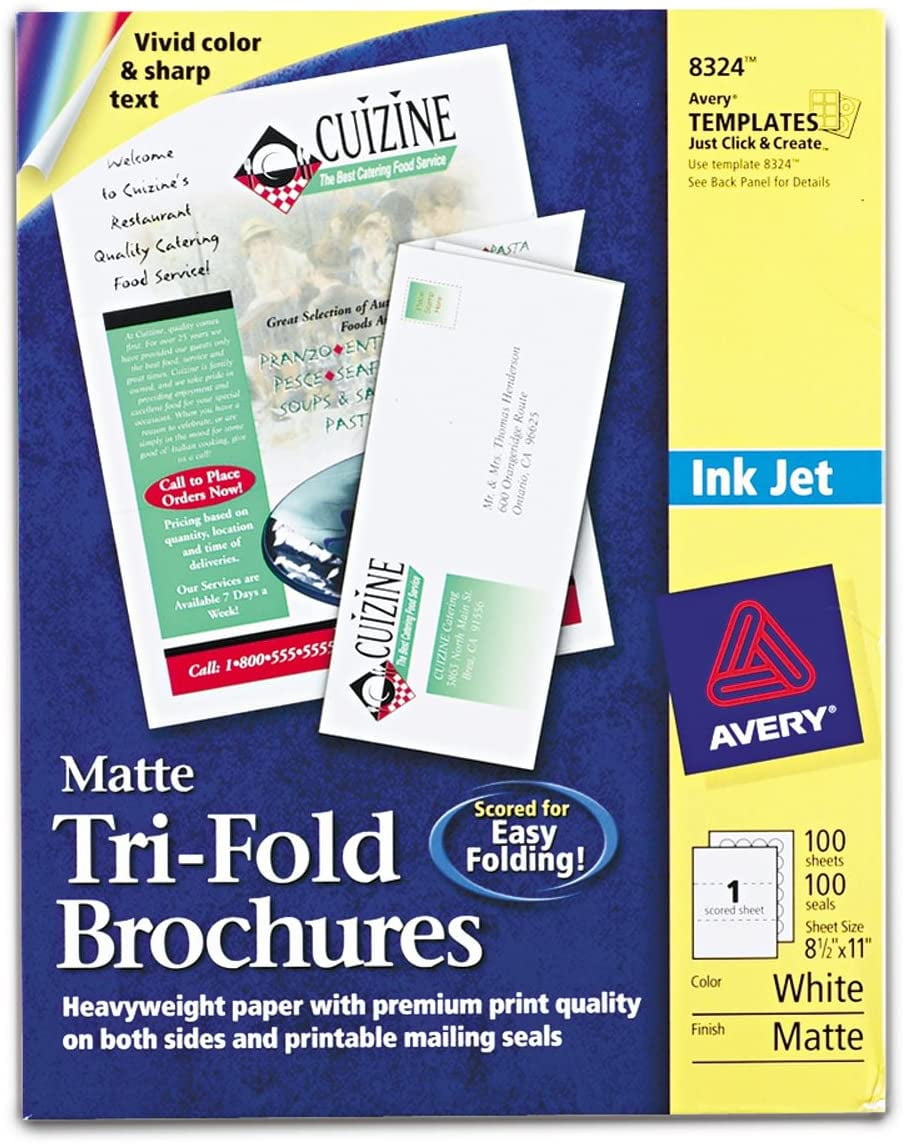 AVE8324 - Tri-Fold Brochures for Inkjet Printers - Walmart.com