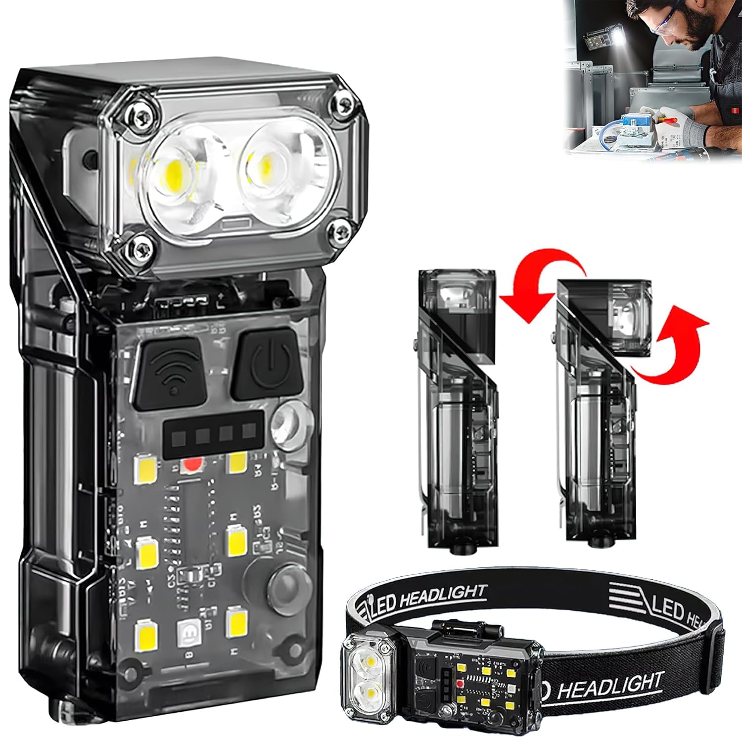 AVEDIA EDC Flashlight Small Torch Light COB LED Headlamp Powerful USBC ...
