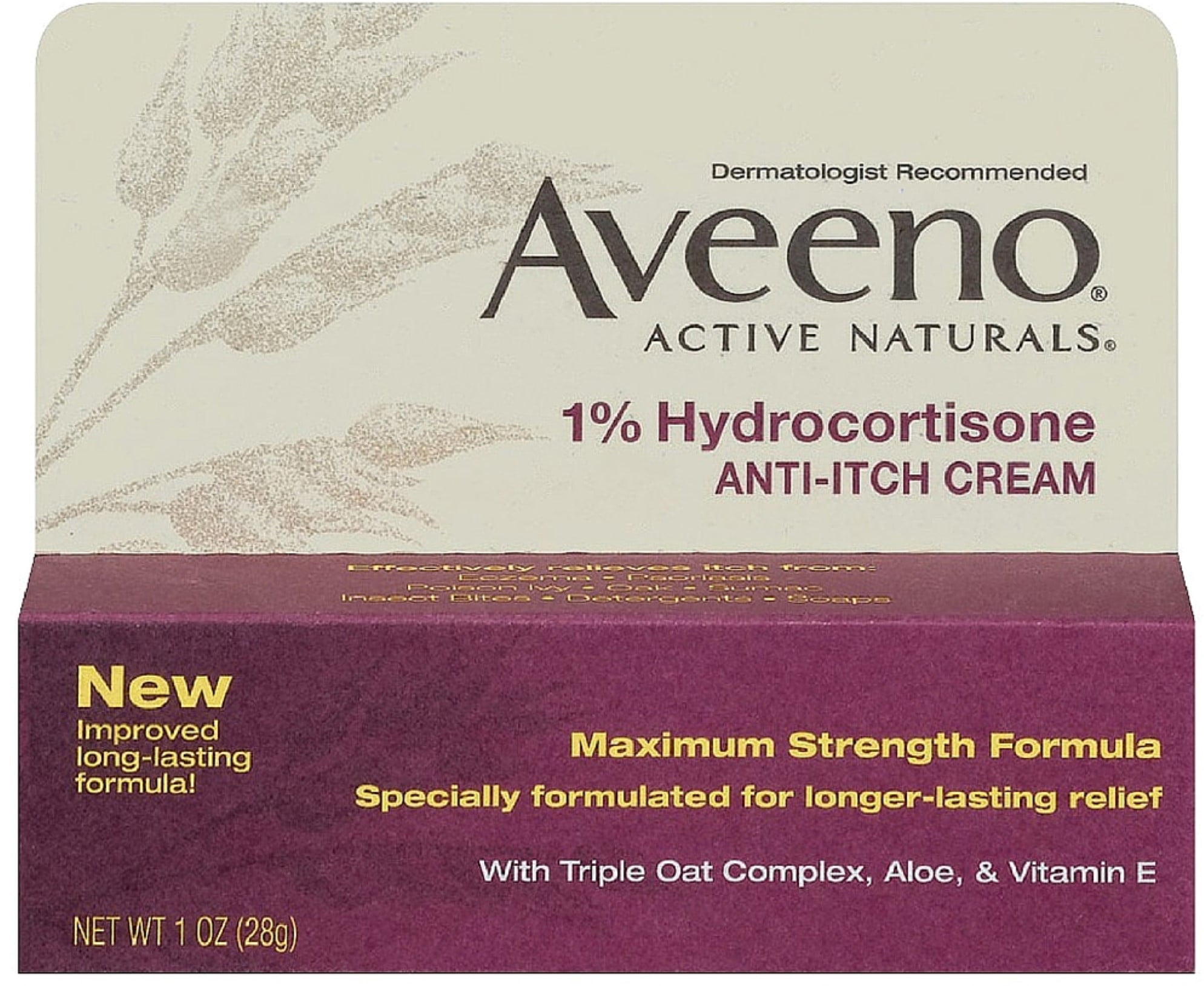 AVEENO Active Naturals 1% Hydrocortisone Anti-Itch Cream 1 oz (Pack of ...