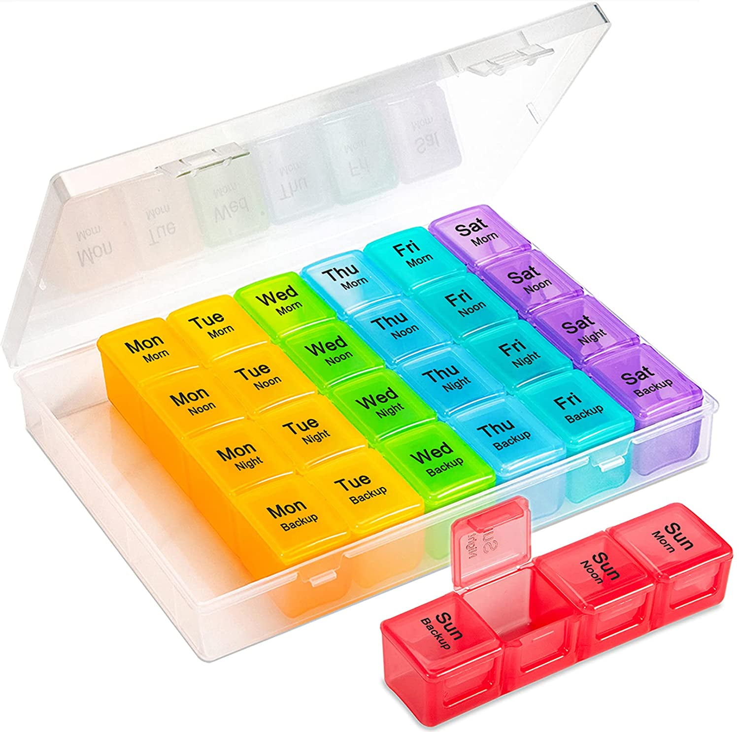 AVEKI Extra Large Pill Organizer 4 Times A Day, 7 Day Daily Pill Boxes ...