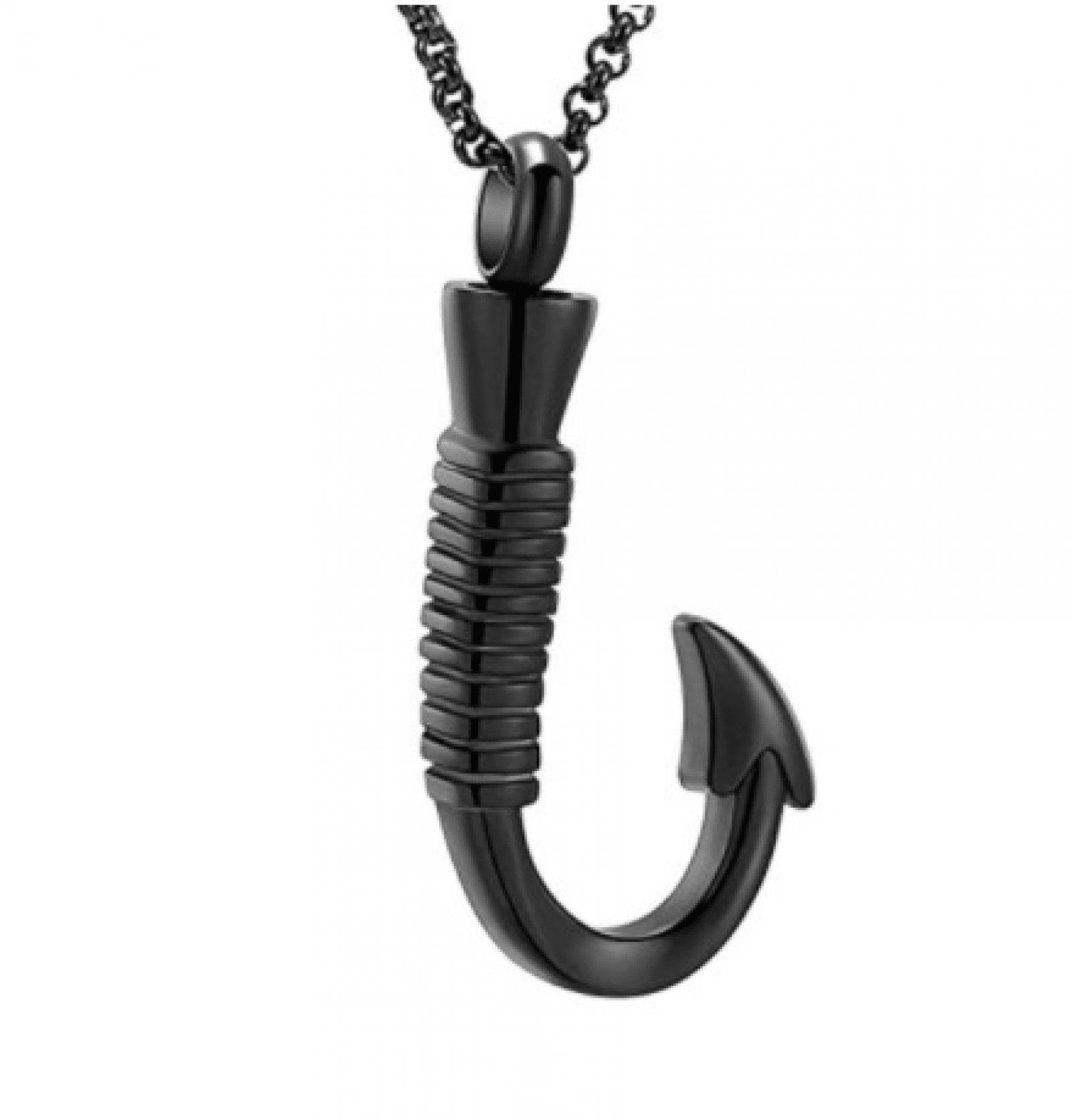 AVEKI Fish Hook Memorial Ash Urn Necklace Stainless Steel Cremation ...