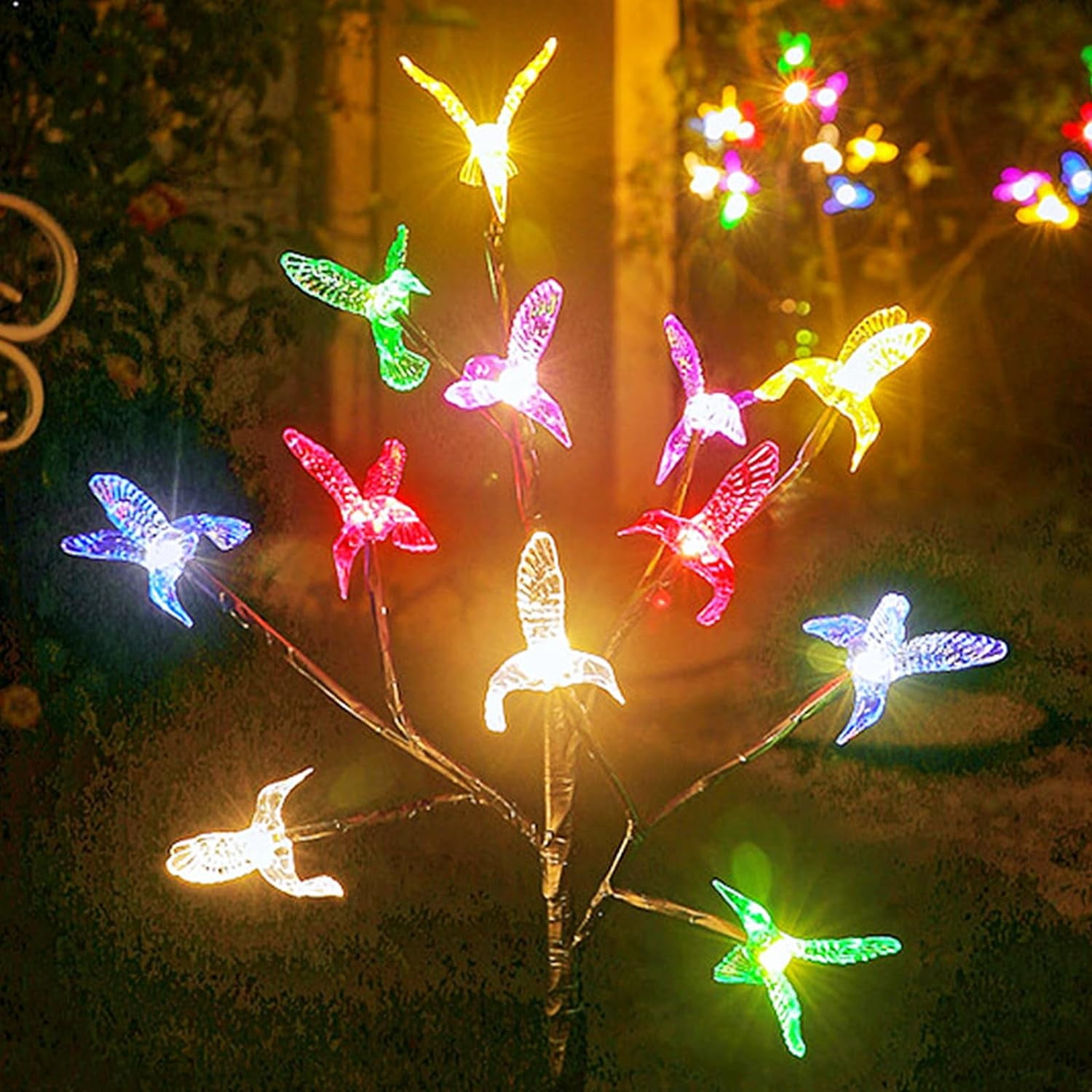 AVEKI Solar Garden Lights, 12 LED 8 Modes Solar Hummingbird Lights ...