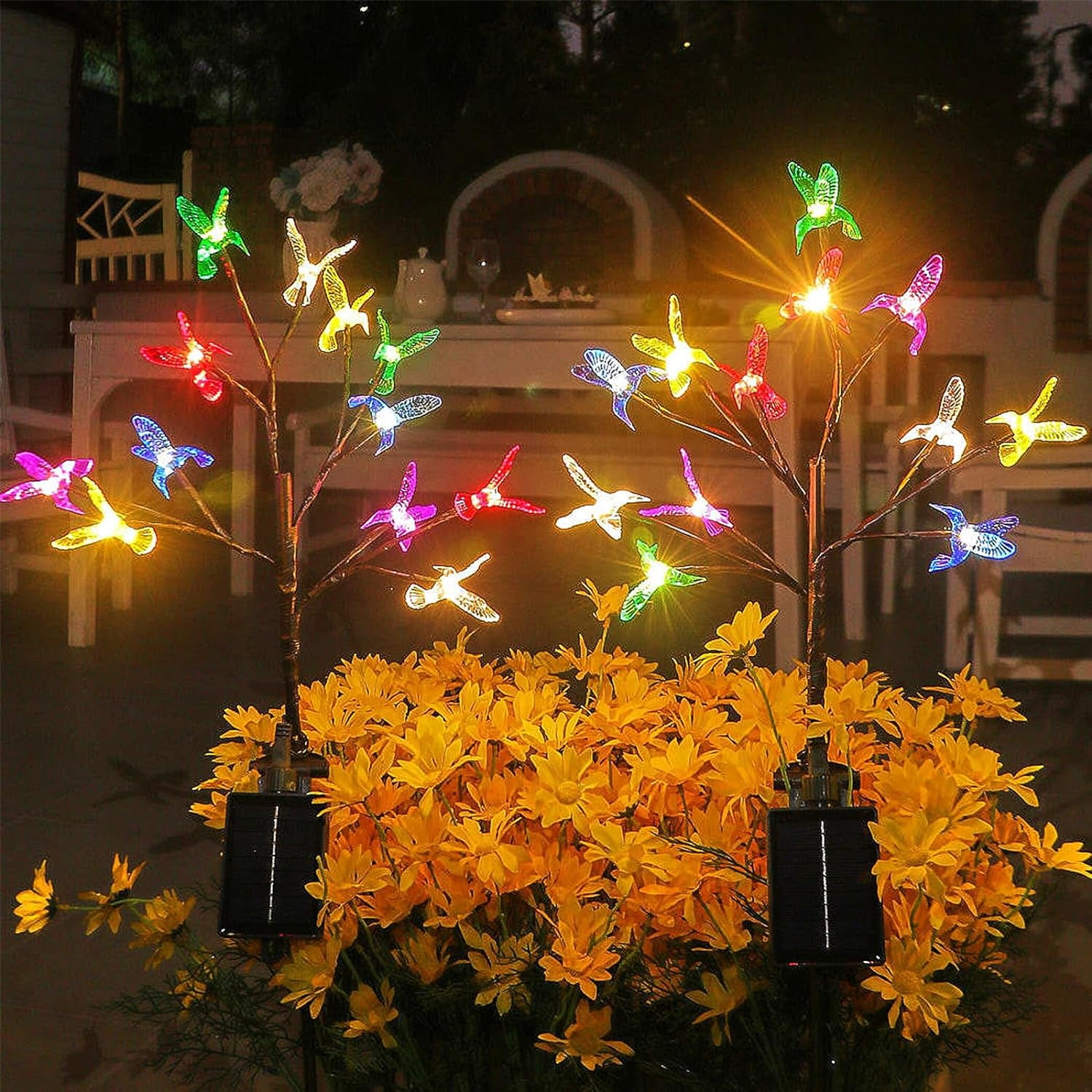 AVEKI Solar Garden Lights, 12 LED 8 Modes Solar Hummingbird Lights ...