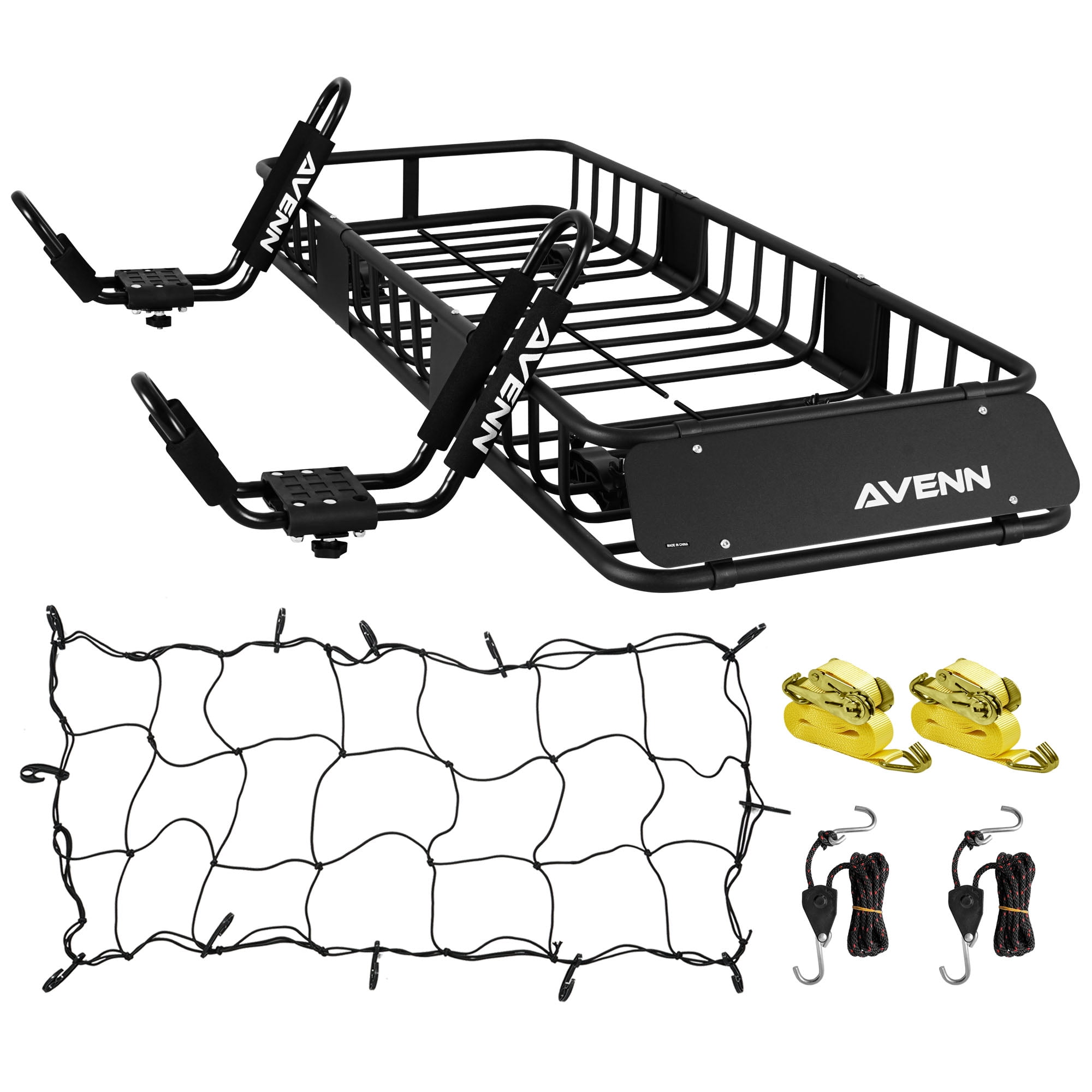 AVENN 64" x 23" x 6" Cargo Basket Roof Rack With Cargo Net & J-Bar Rack ...