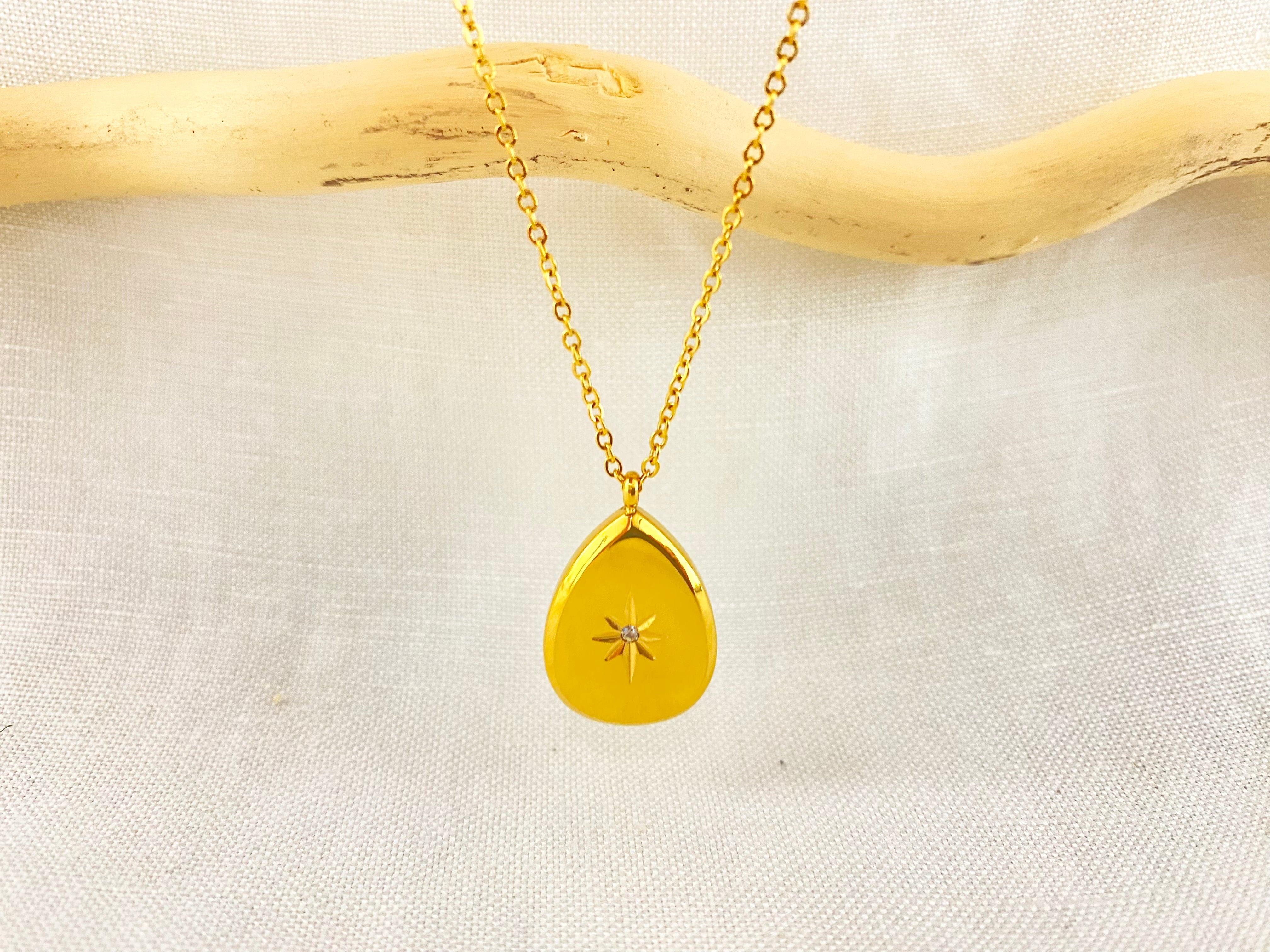 AVERY Pave Star Tear Drop Zirconia Pendant Necklace - Walmart.com