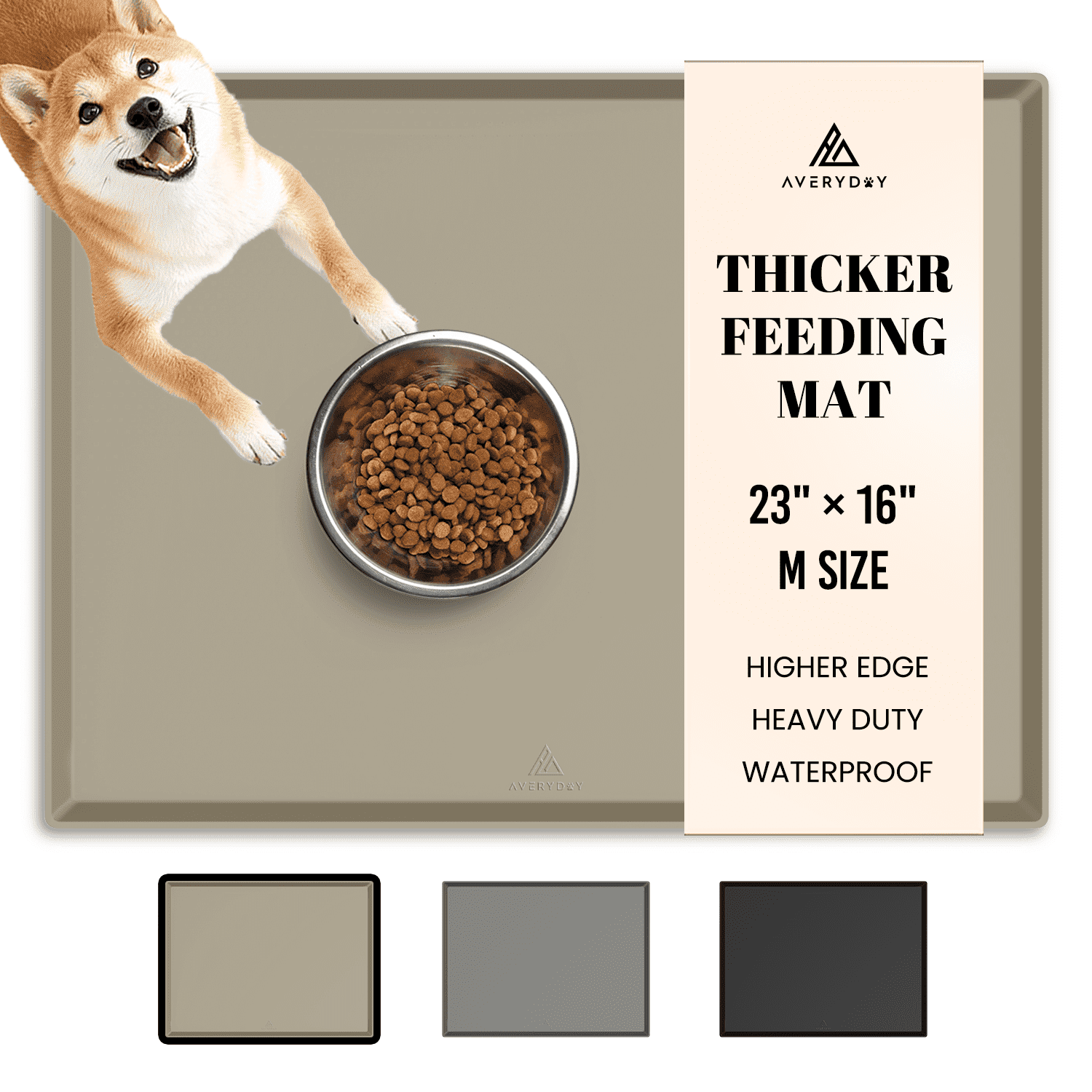 AVERYDAY 100% Waterproof Thicker Silicone Dog Food Mat, 0.63'' Raised ...