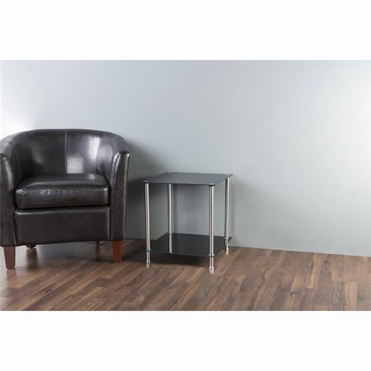 AVF 2 Tier Square Lamp Side Table - Chrome Effect & Black Glass ...