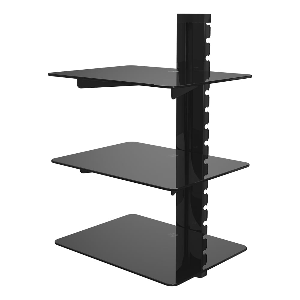 AVF AS300-a Three Shelf AV Wall Shelves, Black Glass - Walmart.com