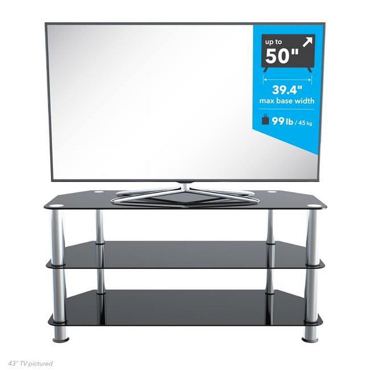 AVF SDC Shaped Classic Corner Glass TV Stand - Chrome Effect & Black ...