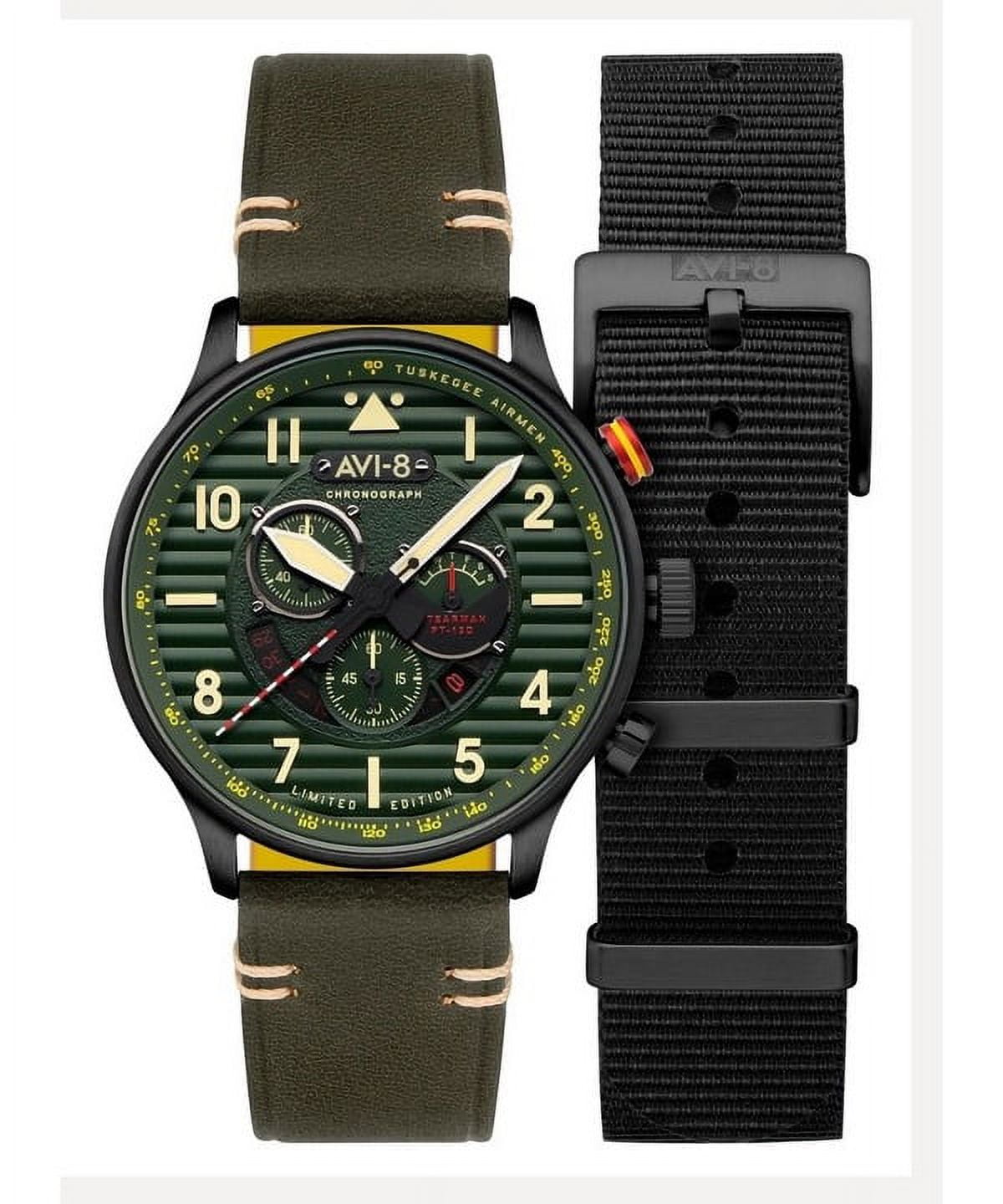 AVI-8 Flyboy Spirit Of Tuskegee Chronograph Limited Edition Green Dial Quartz AV-4109-04 Men's ...