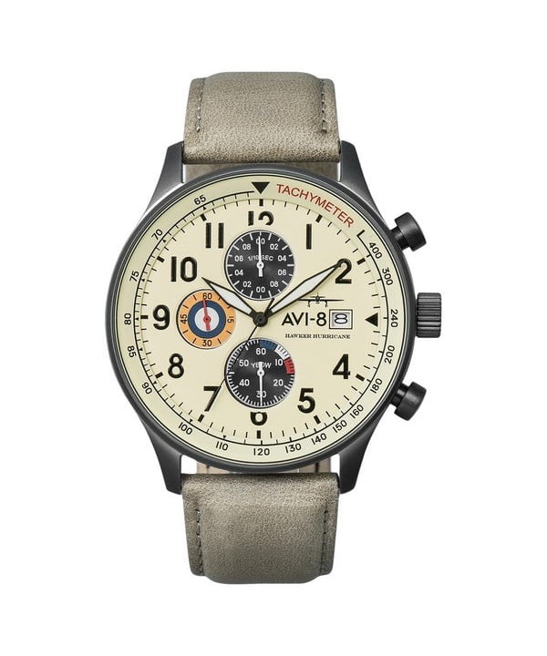 AVI-8 Hawker Hurricane Classic Chronograph Cream Beige Dial Quartz AV-4011-0C Men's Watch ...