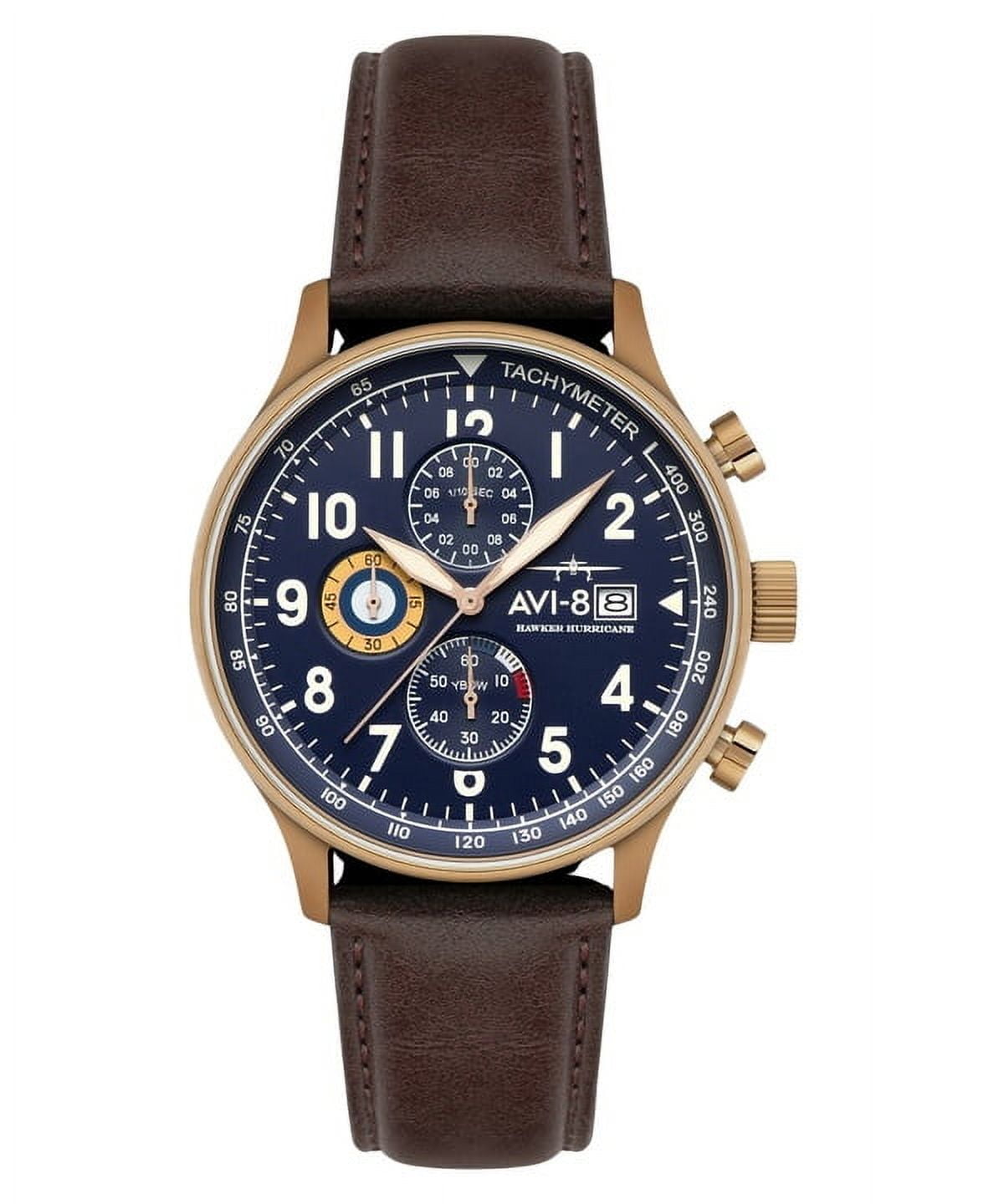 AVI-8 Hawker Hurricane Classic Chronograph Leather Strap Admiral Blue Dial Quartz AV-4011-0O Men ...