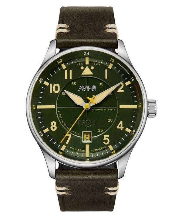 AVI-8 Hawker Hurricane Kent Automatic Hampshire Leather Strap Green ...