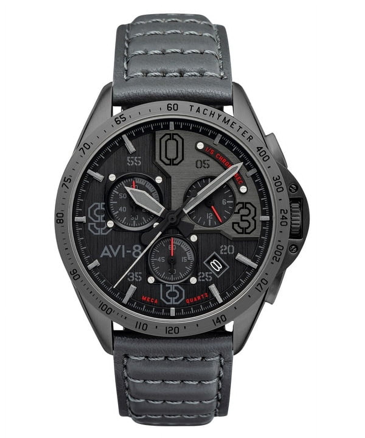 AVI-8 P-51 Mustang Blakeslee Chronograph Brevet Leather Strap Black ...