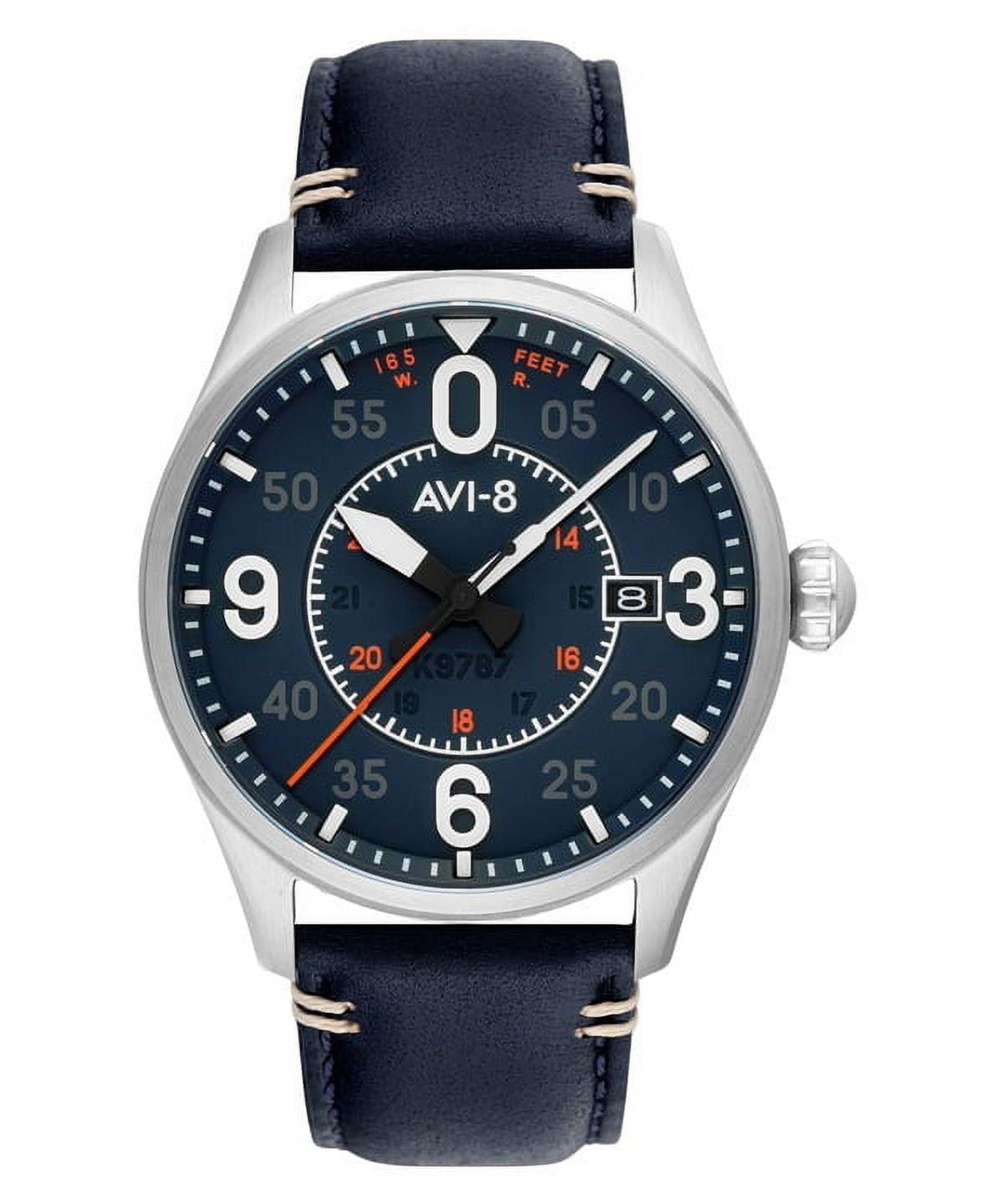 AVI-8 Spitfire Smith Birmingham Leather Strap Blue Dial Automatic AV ...