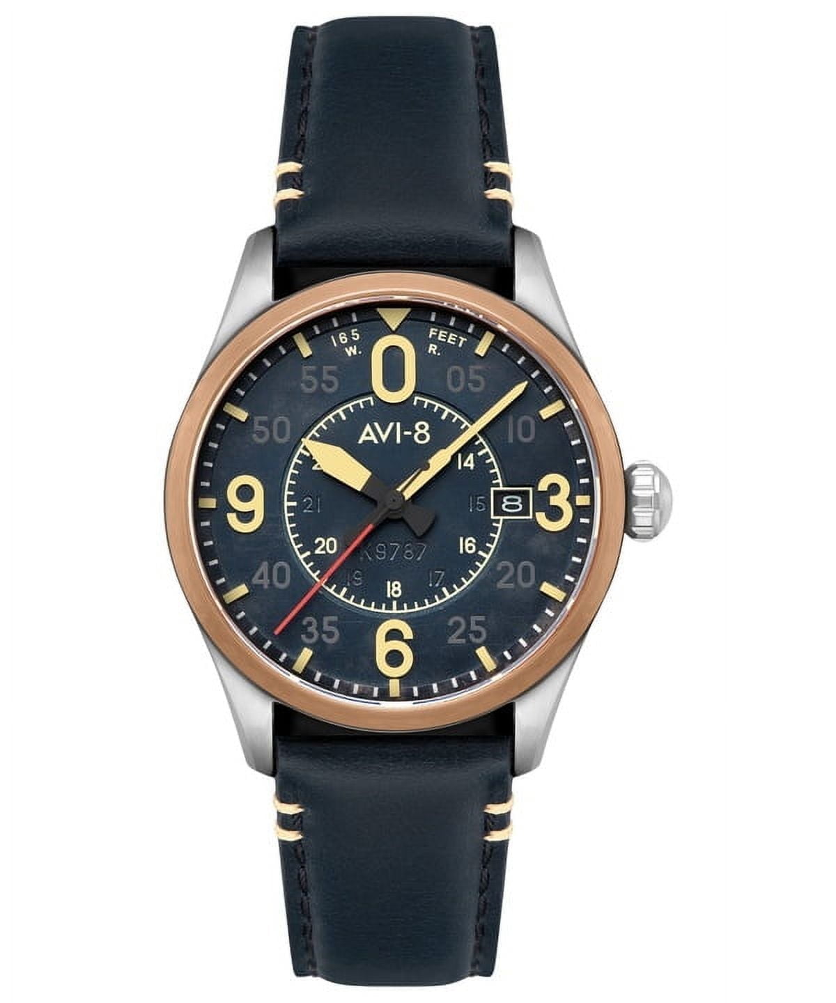 AVI-8 Spitfire Smith Distressed Blue Leather Strap Blue Dial Automatic ...