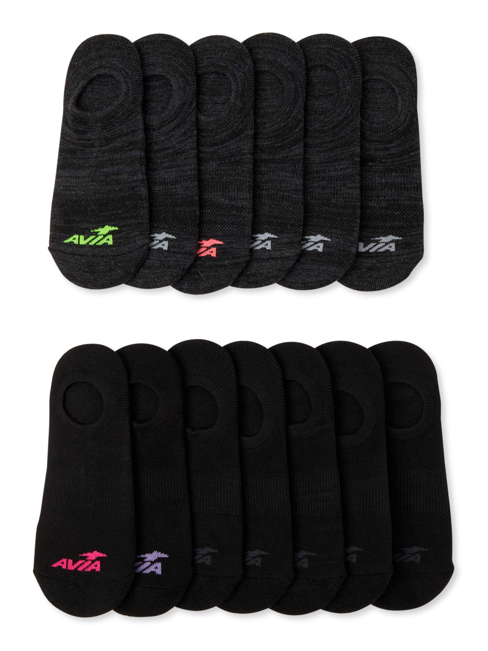 Avia Women's Breathable Polyester Cuff Liner Socks, Black (13 Pack ...