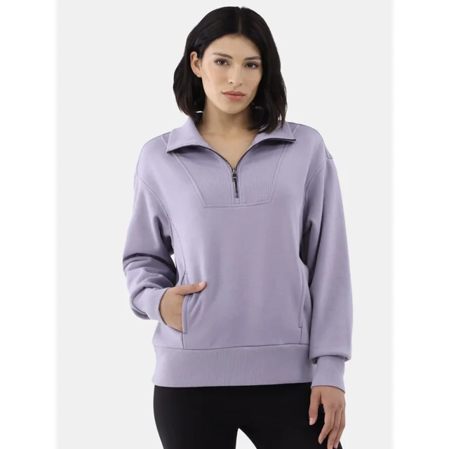 Avia Women's and Women's Plus Fleece-Lined Quarter-Zip Pullover, Sizes ...