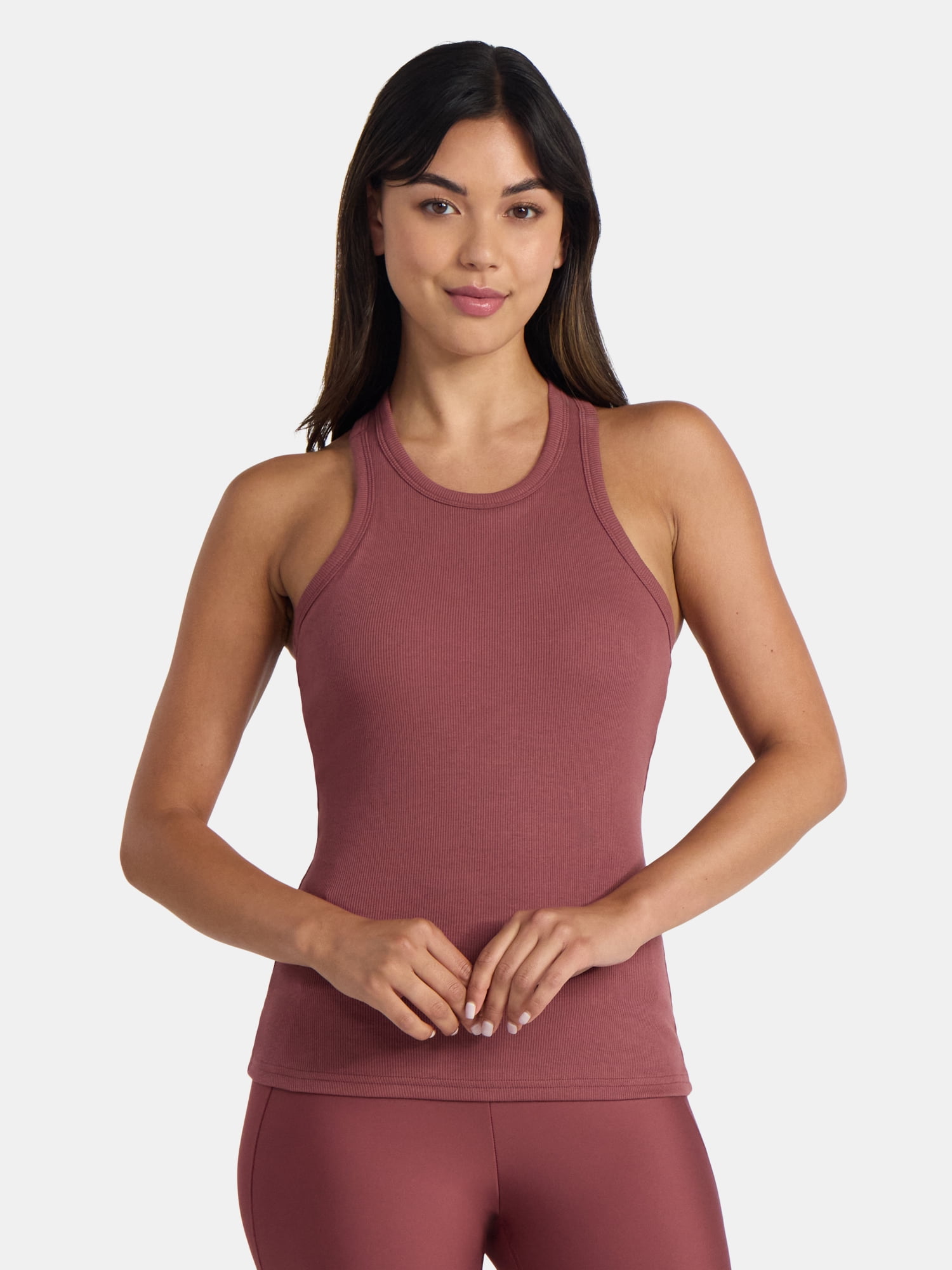Avia Women's Cotton Ribbed Tank Top with Shelf Bra, Sizes XS-XXXL ...
