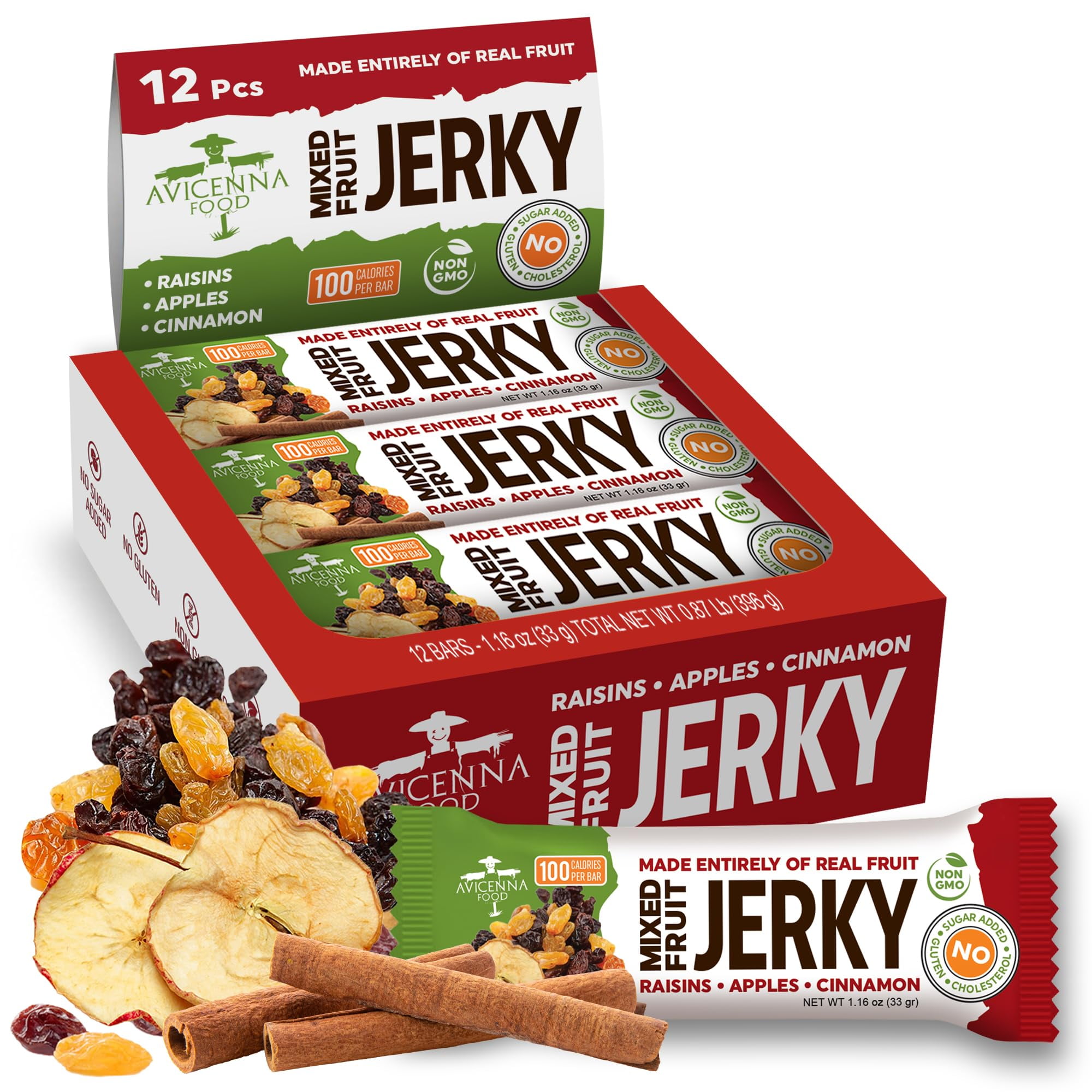 AVICENNA FOOD Apple, Raisin IFF17 and Cinnamon Natural Fruit Bar, No Added Sugar, Gluten Free ...