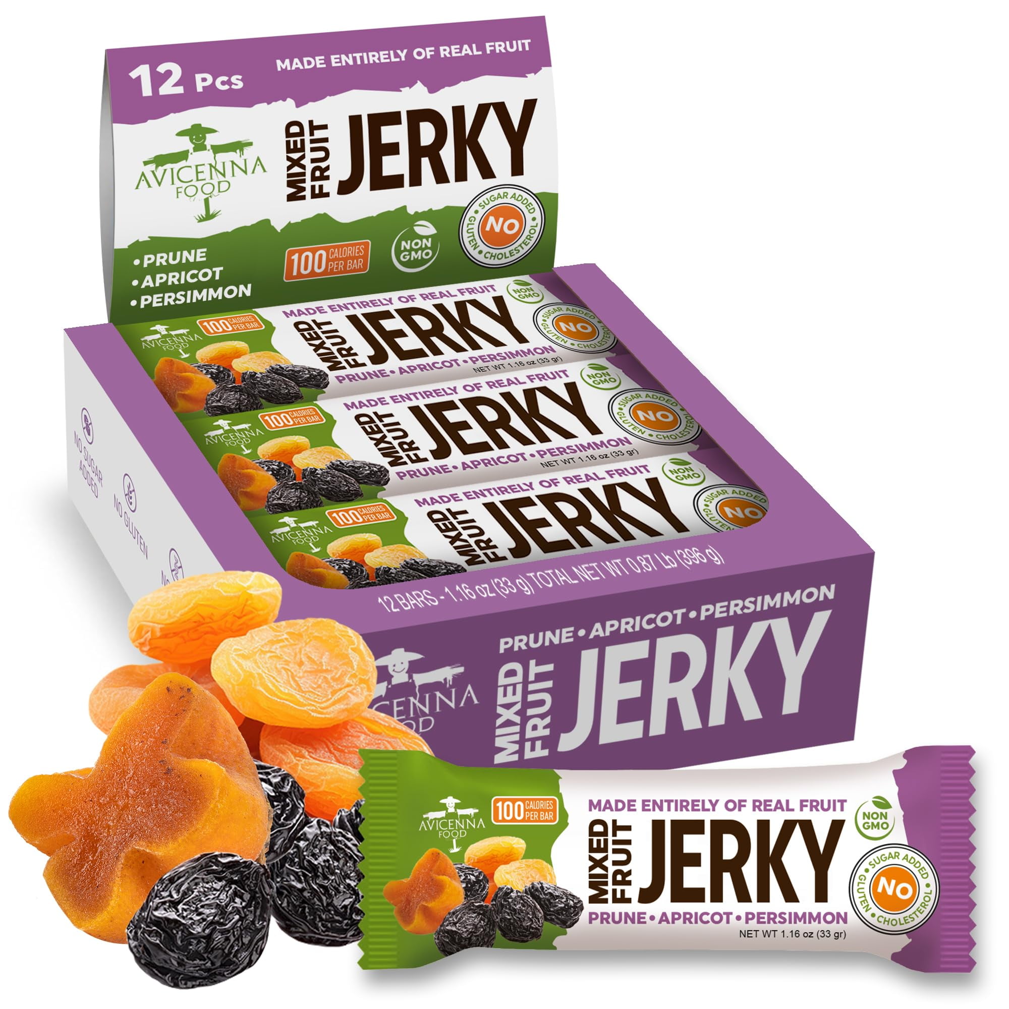 AVICENNA FOOD Prune, Persimmon SAF21 and Apricot Natural Fruit Bar, No ...