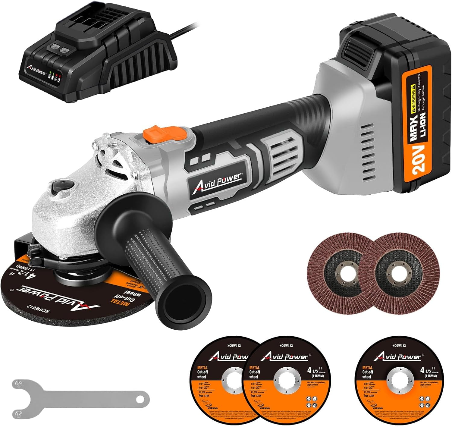 AVID POWER Cordless Angle Grinder with 4-pole Motor, 20V Cordless ...
