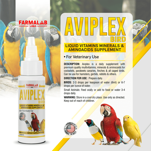 AVIPLEX Liquid Vitamins Minerals AMINOACIDS Supplement 60ml Budgies ...