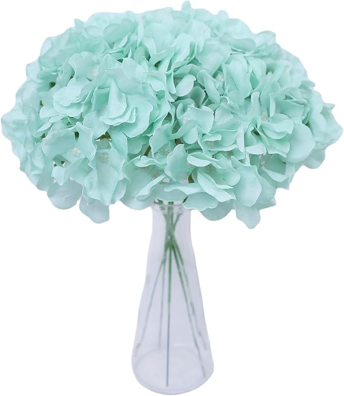 AVIVIHO Hydrangea Artificial Flowers Fluffy White Fake Hydrangeas Silk ...