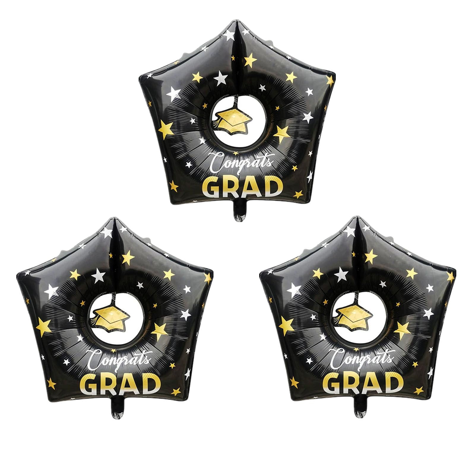 AVMBC 3Pcs Grad Star IFF17 Balloons | Graduation Cap Star Balloons ...