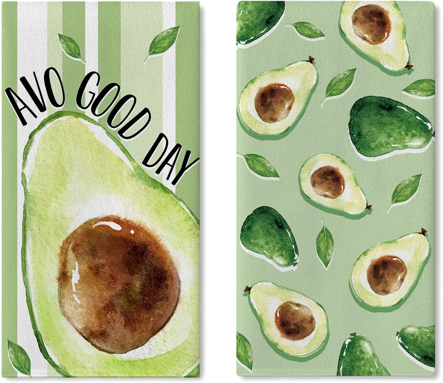 AVO Good Day Avocado Kitchen Dish Towels Set of 2, Green Fruit Drying ...