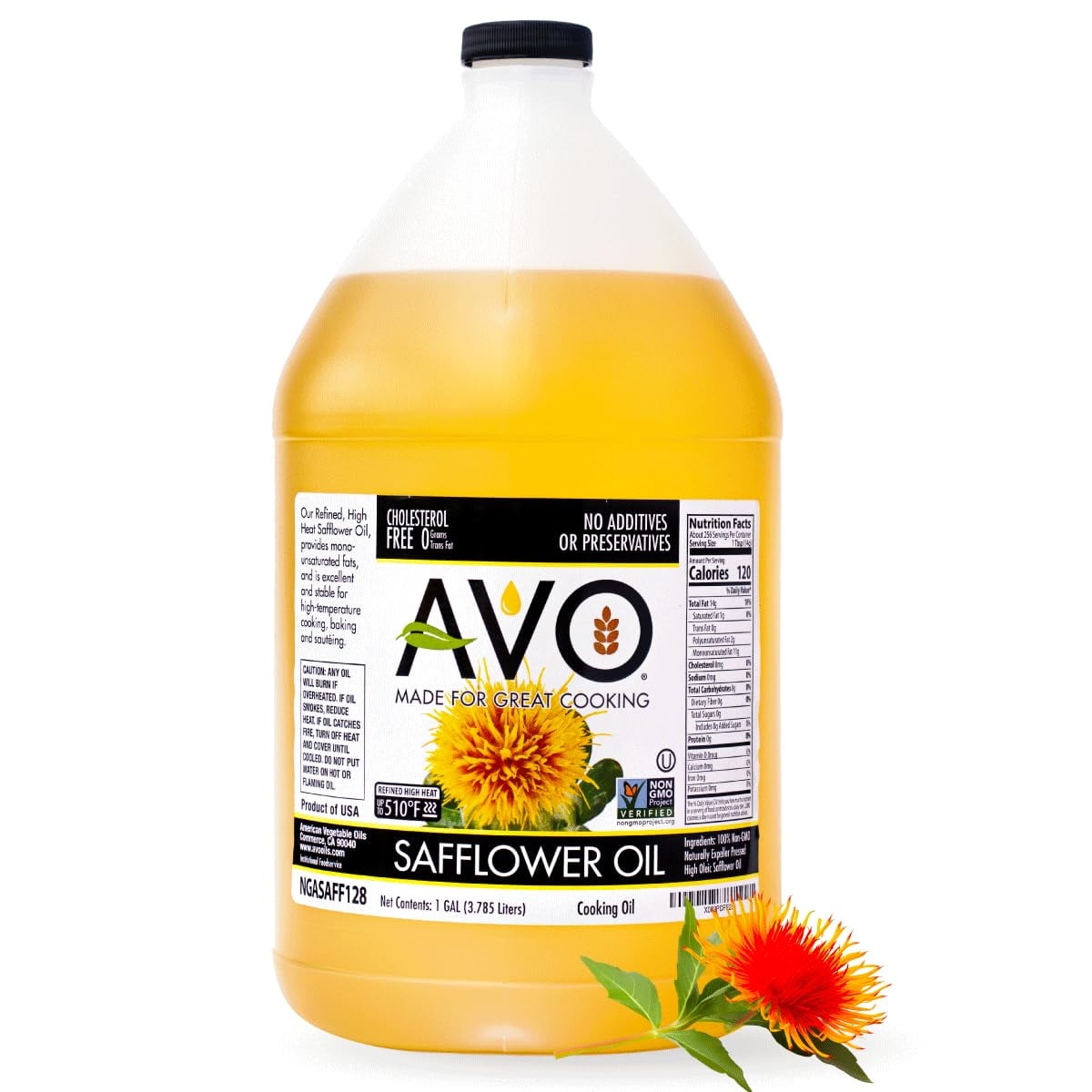 AVO Naturally Processed NON-GMO IEF31 High Oleic Safflower Oil, 1 ...