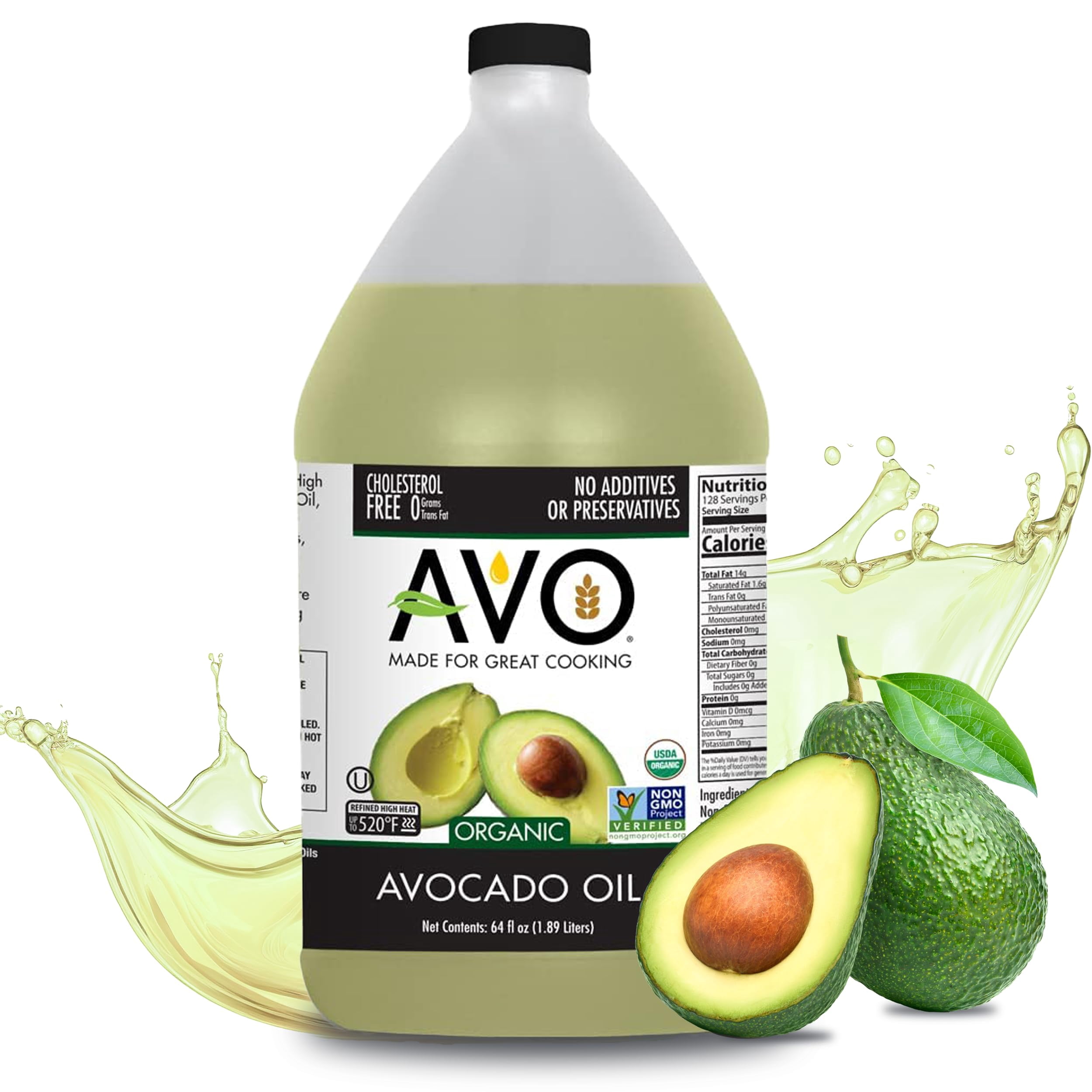 AVO ORGANIC 100% AVOCADO Oil Frying, Baking, Non-stick SautÃ©ing ...