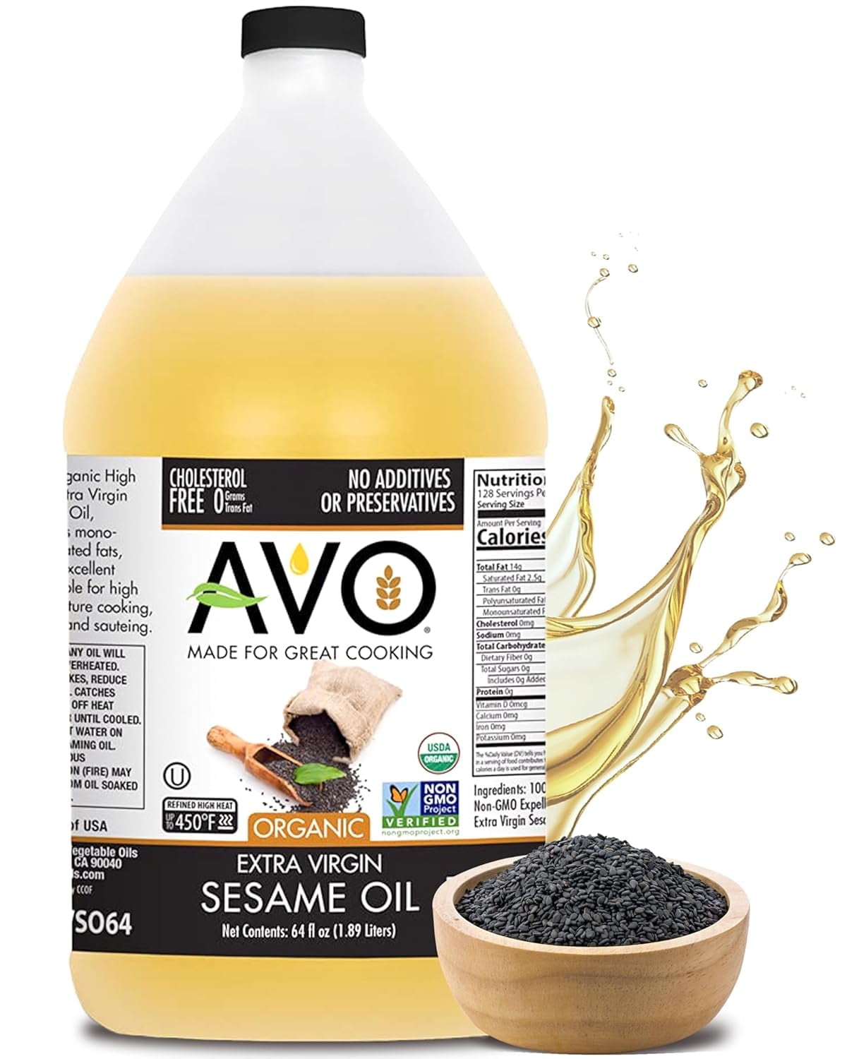 AVO Organic Extra Virgin Sesame Oil, 64 Fl oz - Asian Cooking, Frying ...