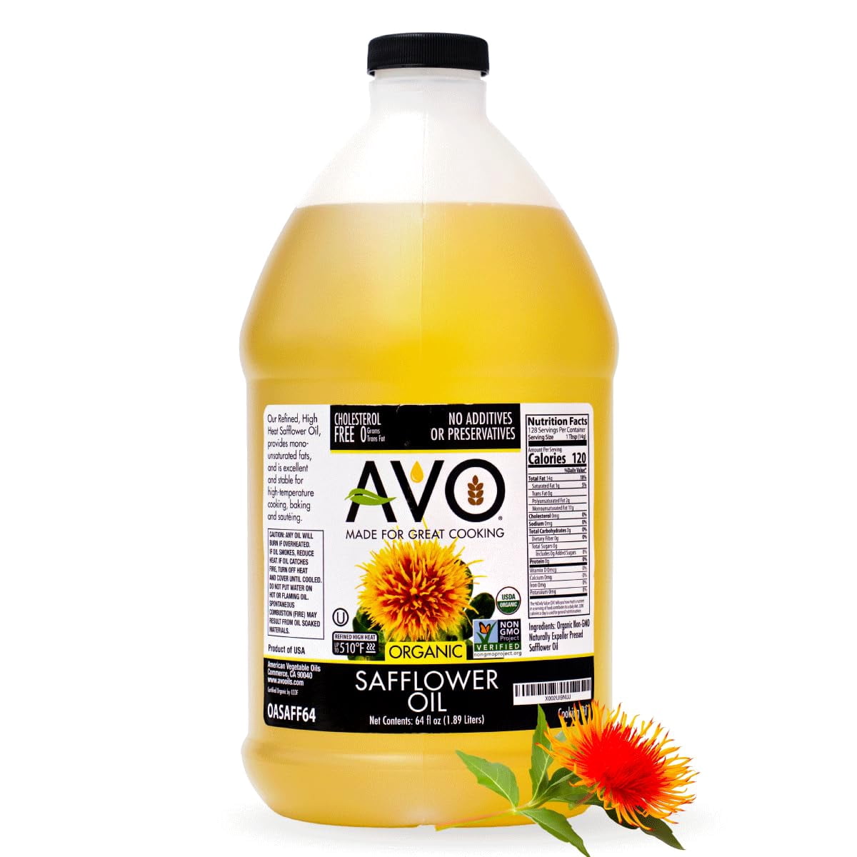 AVO Organic High Oleic OKA4 Safflower Oil - Frying, Baking, Sautéing ...