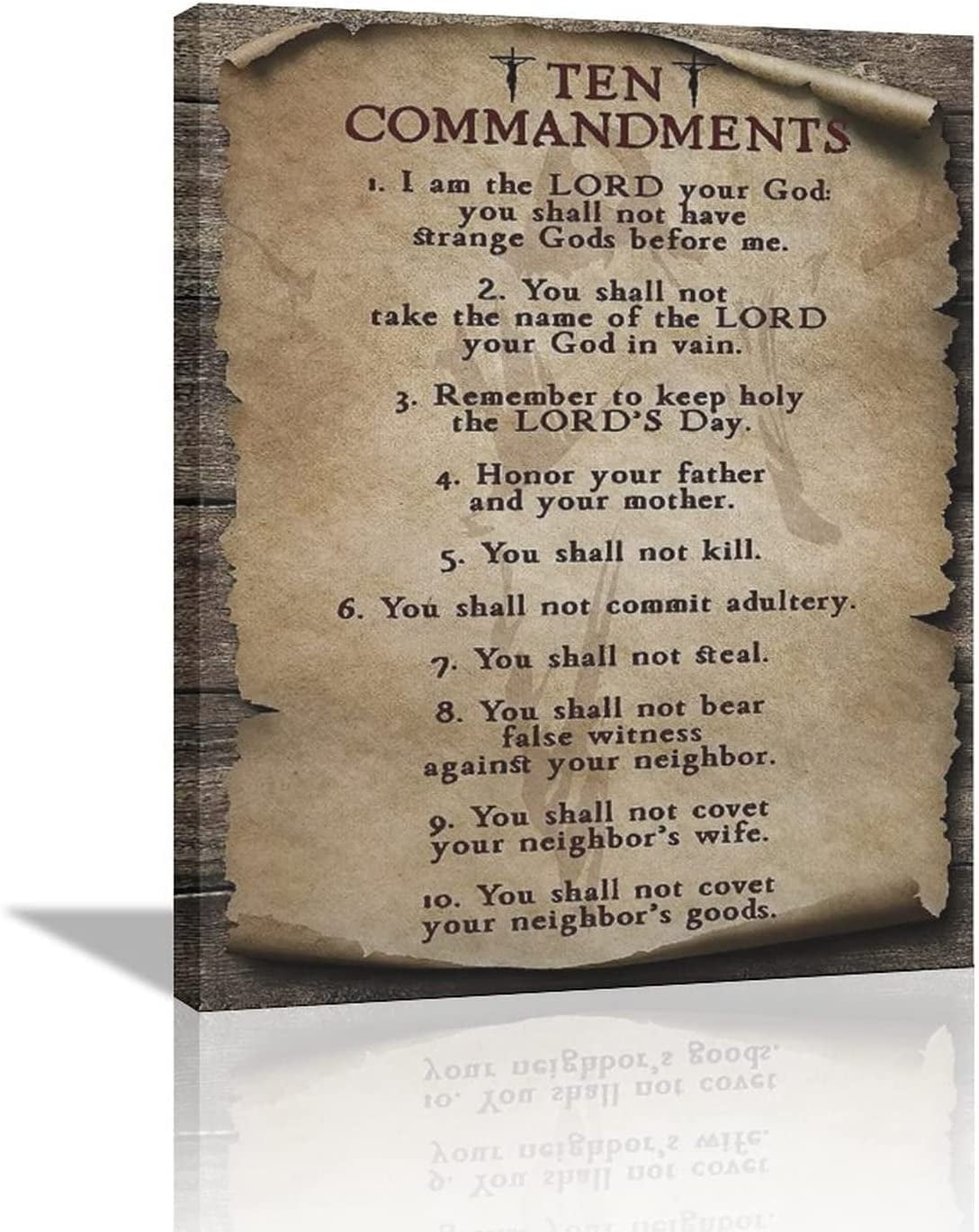 AVOI 10 Commandments Wall Art Vintage Ten Commandments Wall Decor God ...