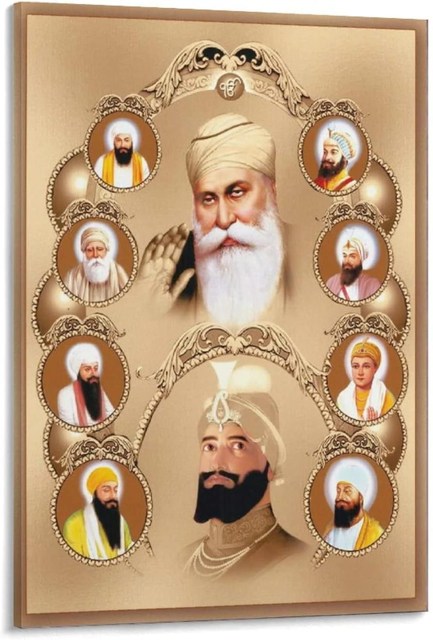 AVOI 10 Sikh Gurus Ten Gurus Poster Painting Canvas Poster Wall Art ...