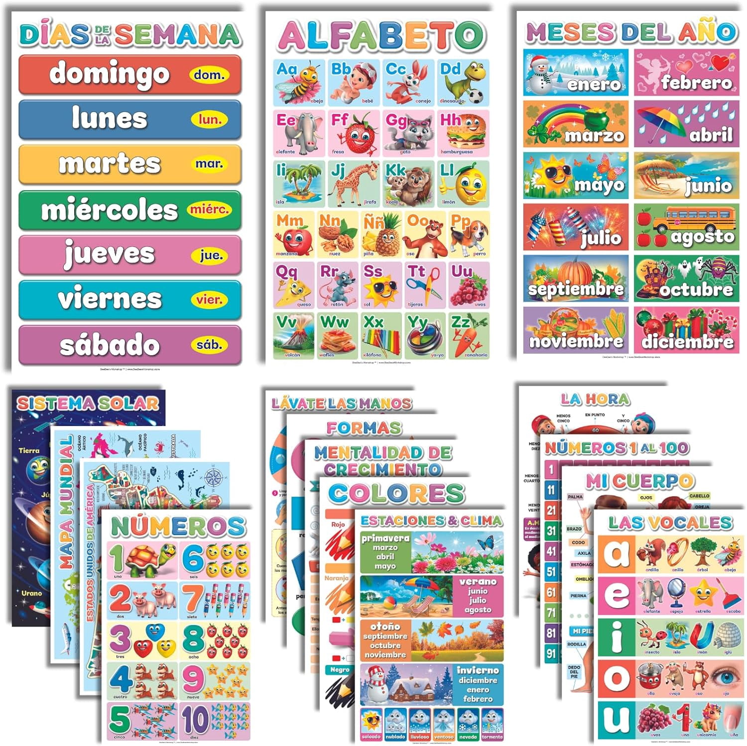 AVOI 16 Spanish Classroom Posters, Spanish Learning for Kids, Spanish ...