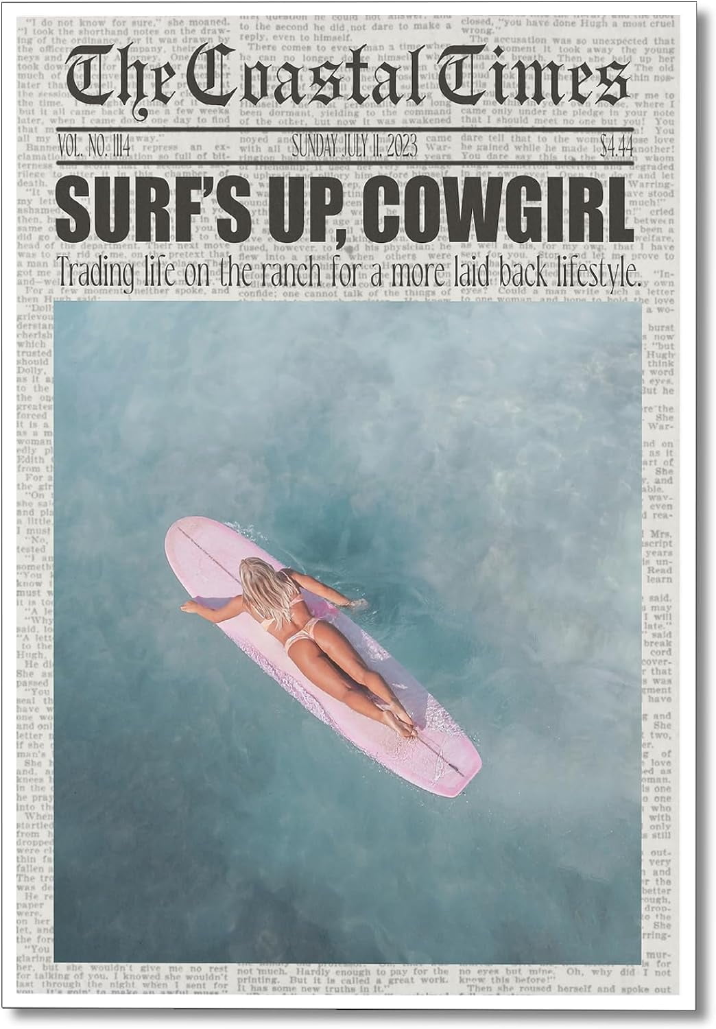 AVOI 16x24in Unframed Beach Canvas Wall Art, Coastal Cowgirl Aesthetic Room Decor Poster, Surfer ...