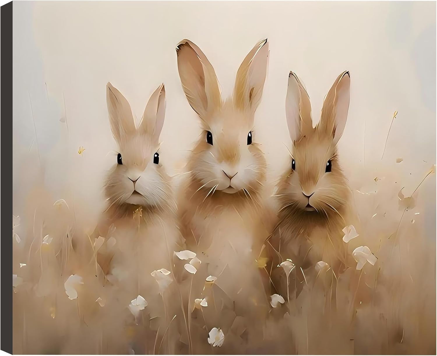 AVOI 3 Bunnies Unframed Canvas Wall Art, Easter Rabbits Wall Decor for ...
